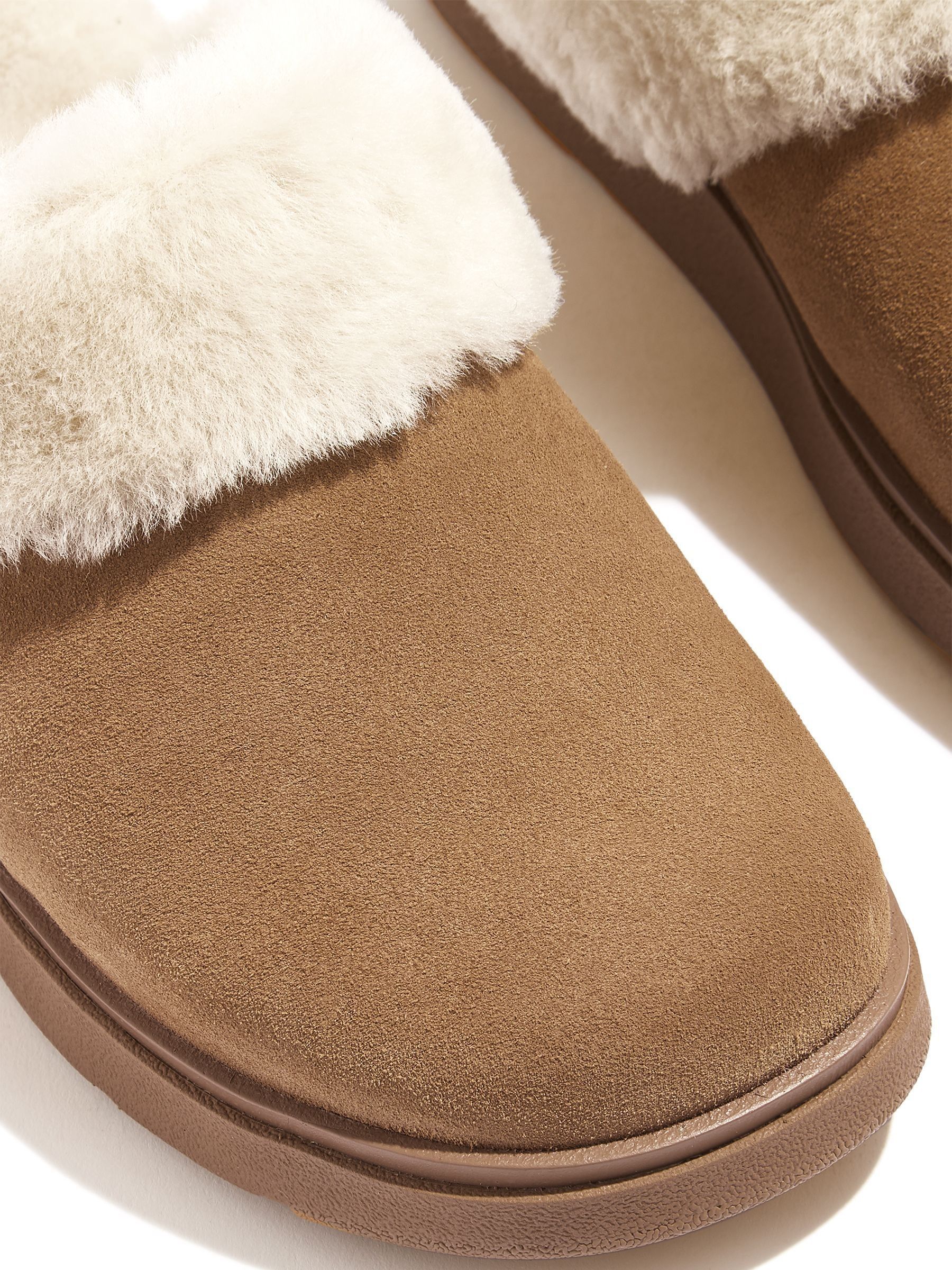 Buy FitFlop Brown Gen-FF Shearling-Collar Suede Slippers from the Next ...