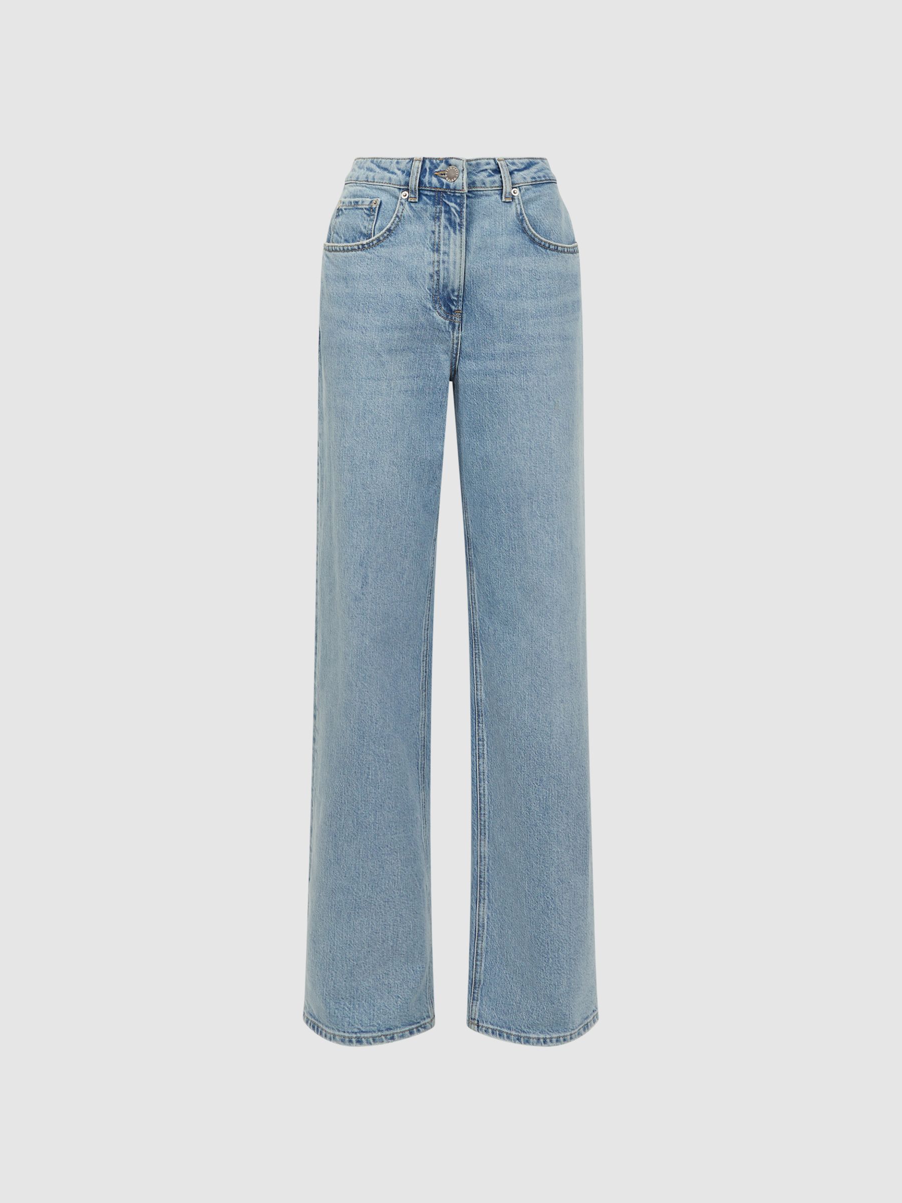 Buy Reiss Light Blue Marion Mid Rise Wide Leg Jeans from the Next UK ...