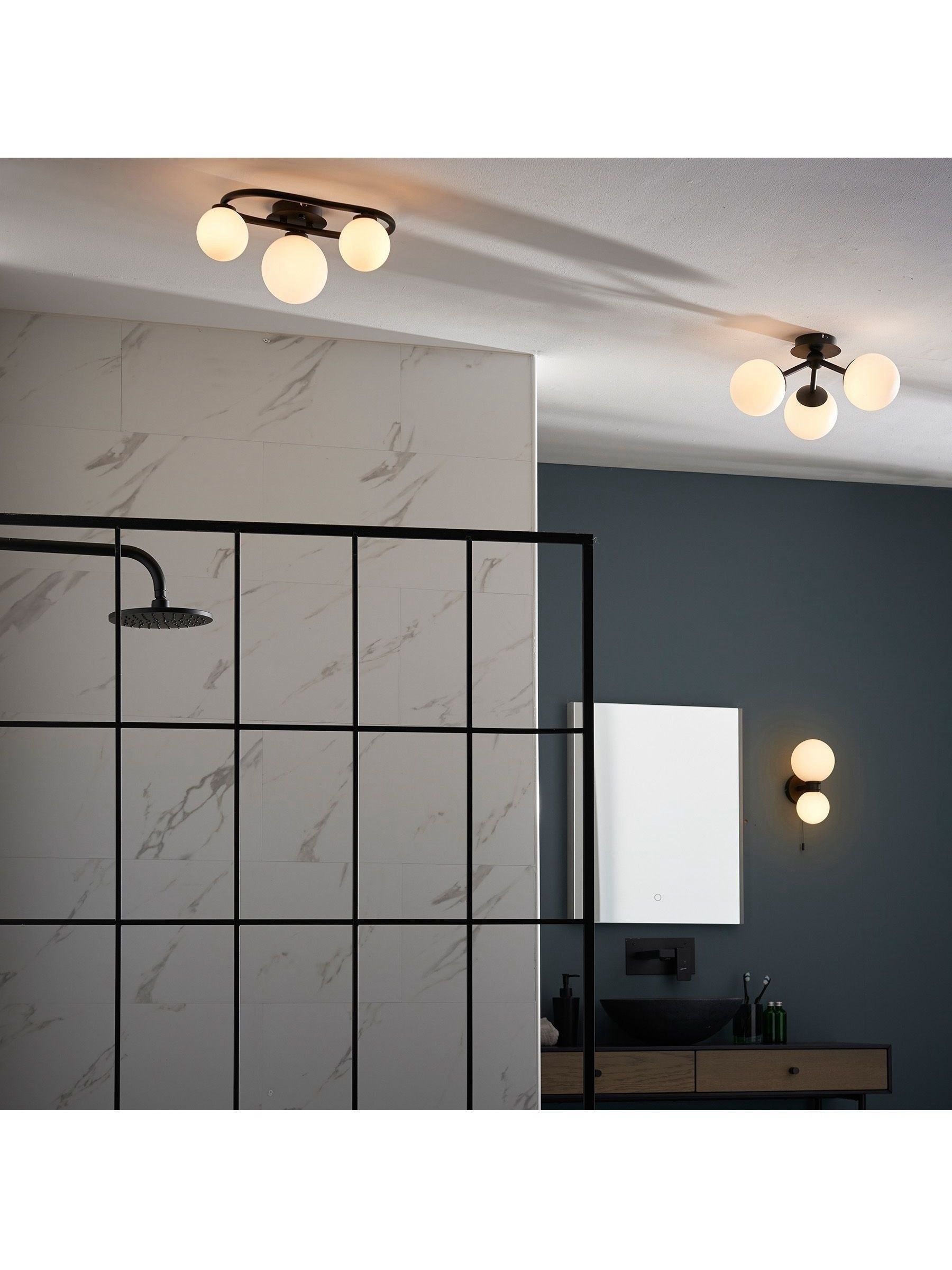 Buy Gallery Home Black Kent 3 Bulb Bathroom Ceiling Light from the Next ...