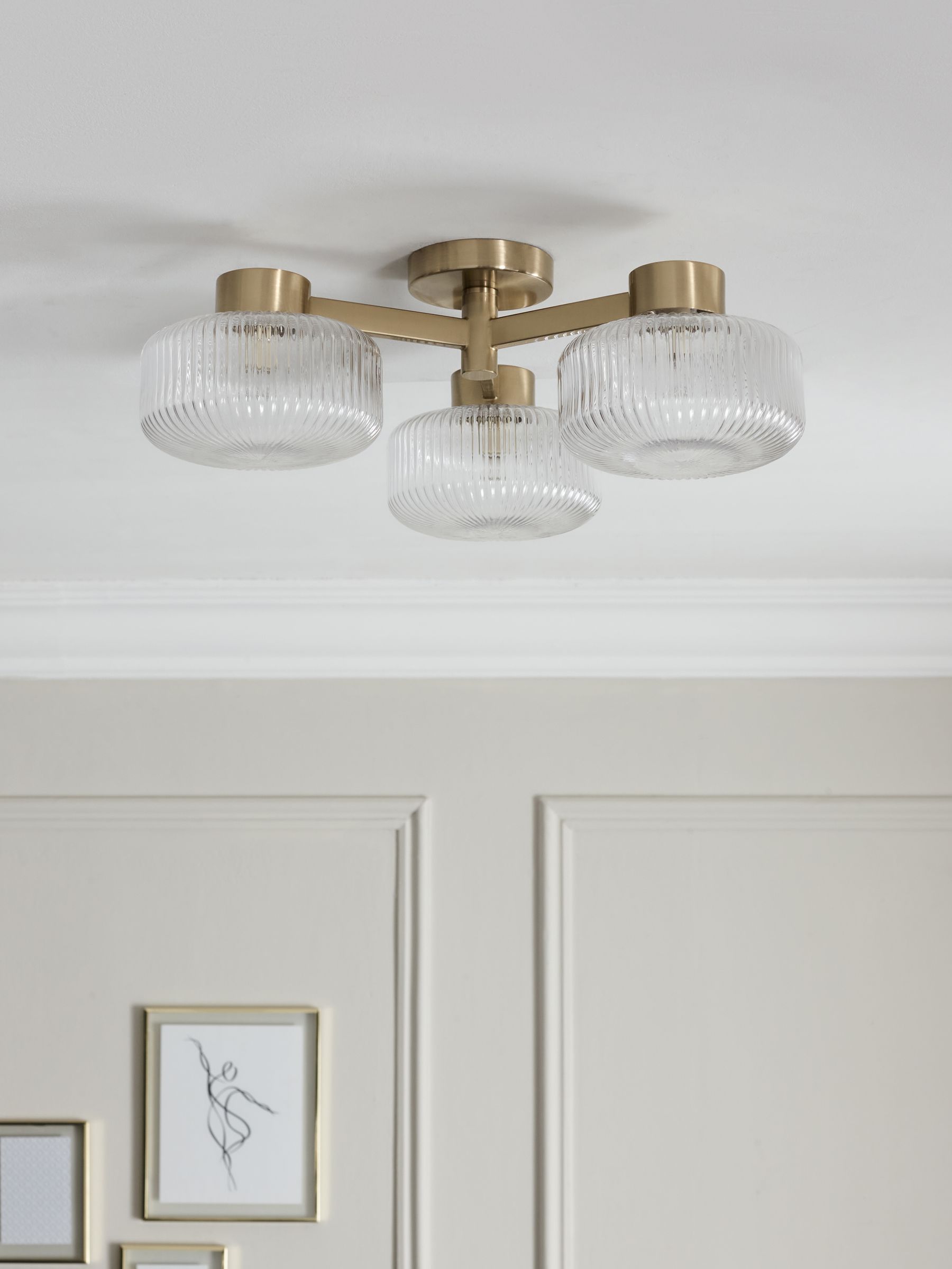 Buy Brass Lexington 3 Light Flush Fitting Ceiling Light from the Next ...