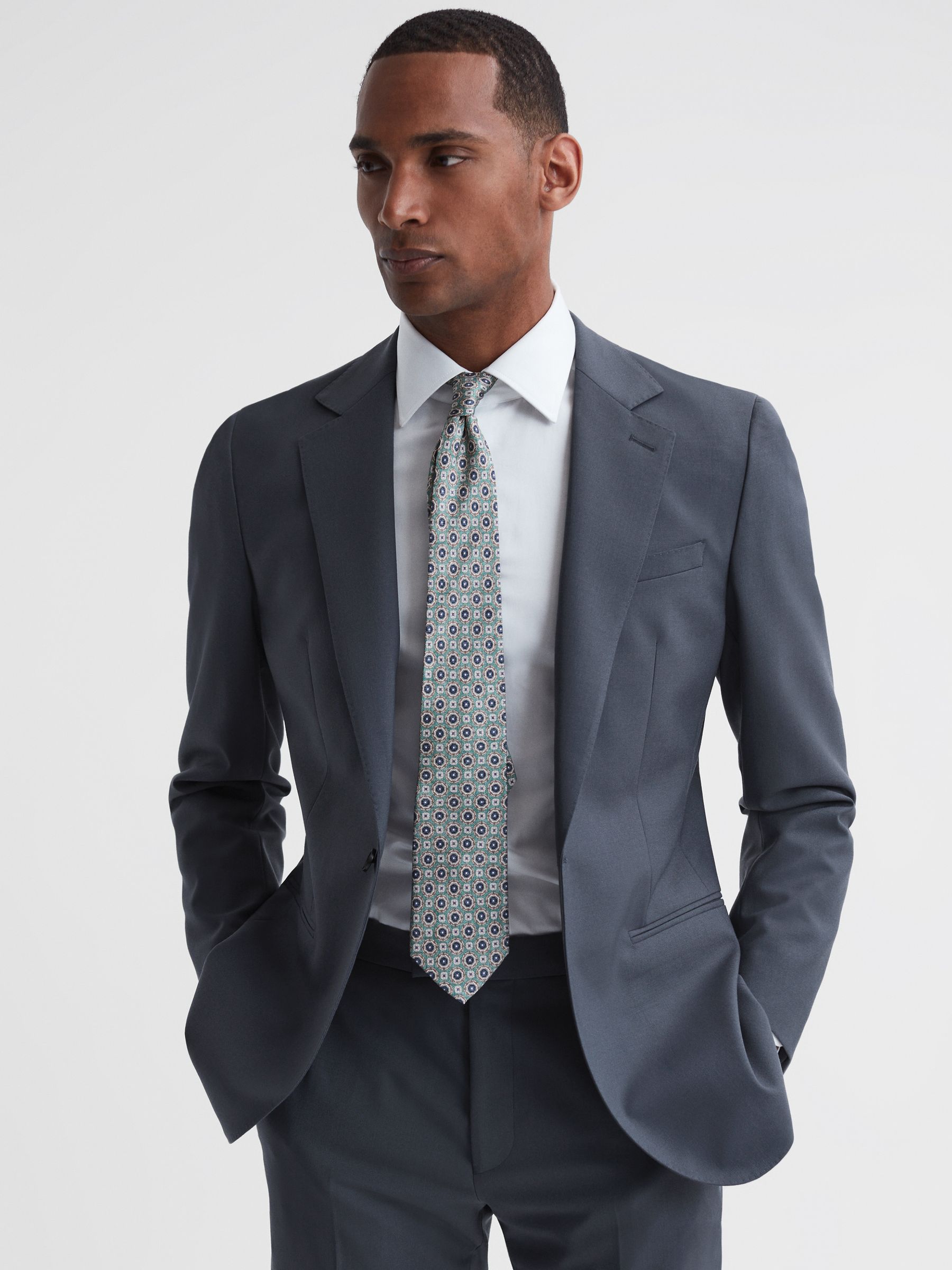 Buy Reiss Airforce Blue Fine Modern Fit Single Breasted Wool Blazer ...