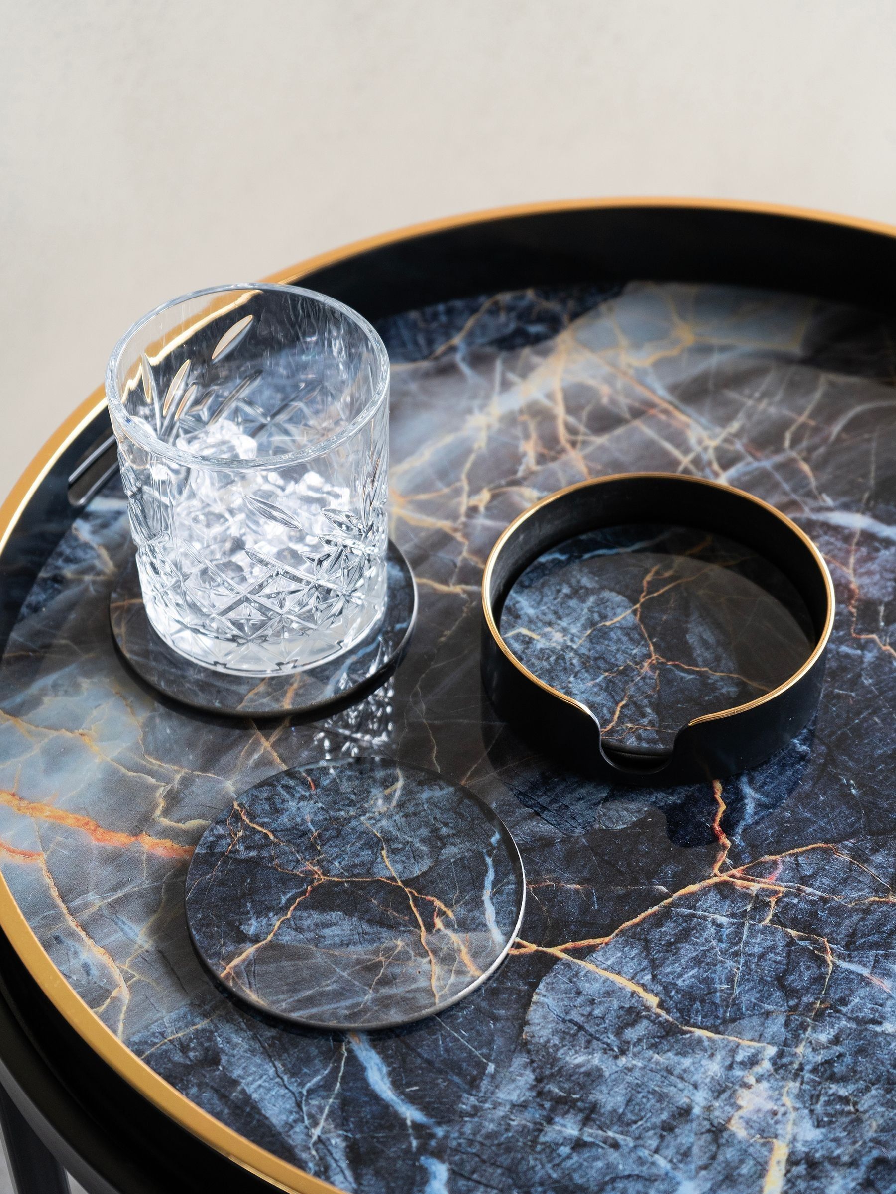 Buy Libra Interiors Set of 4 Black/Gold Vesuvius Coasters from the Next ...