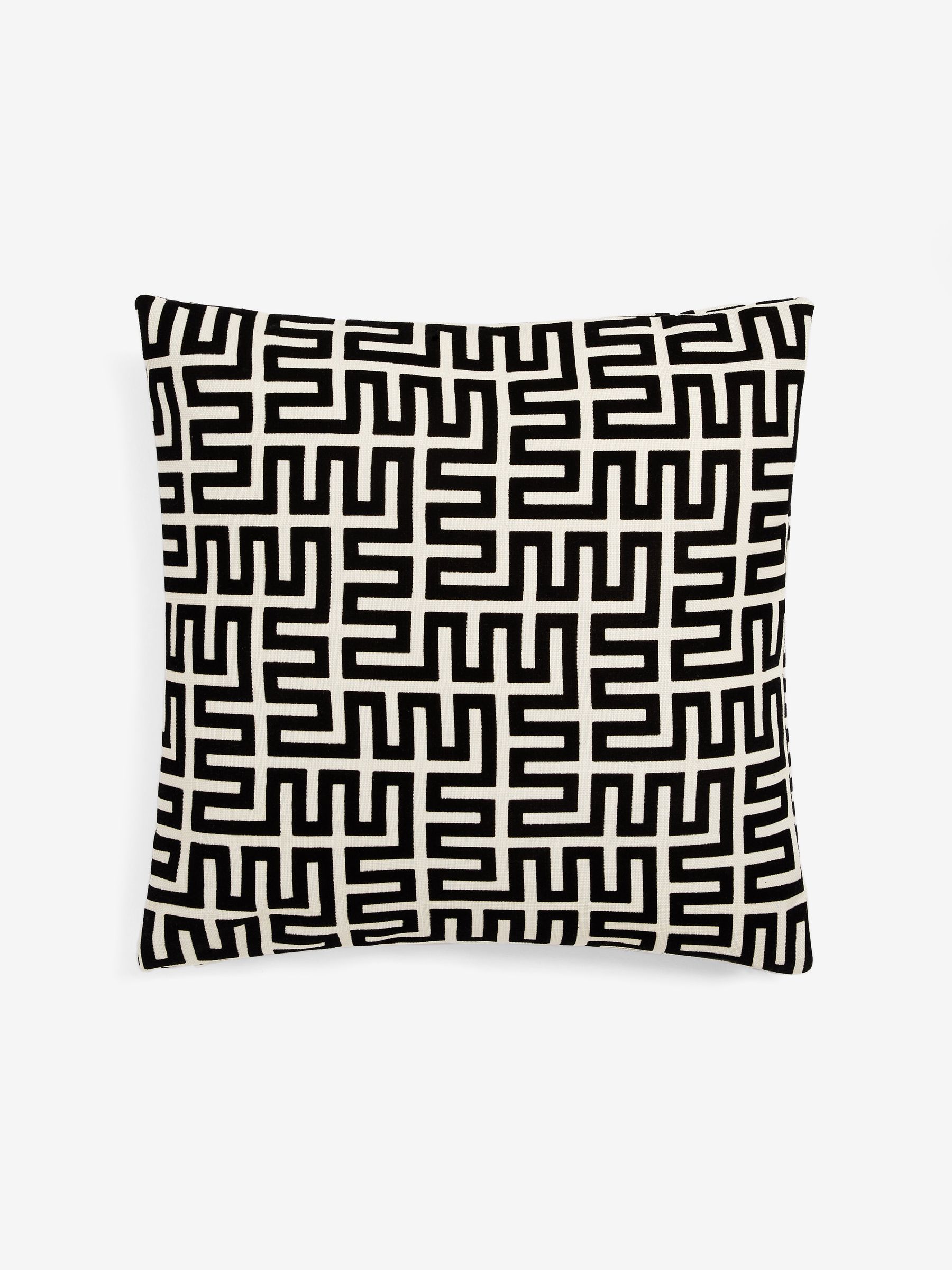 Buy Monochrome 50 x 50cm Geometric Flock Large Oblong Cushion from the ...