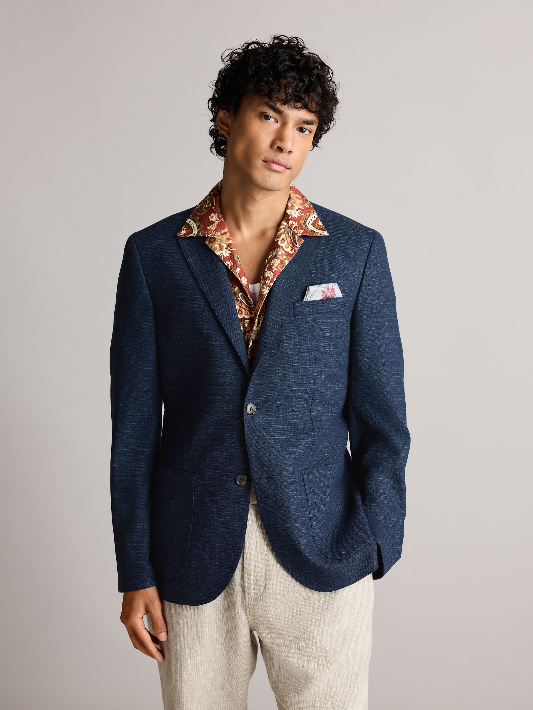 Buy Blue Slim Fit Textured Smart Blazer from the Next UK online shop