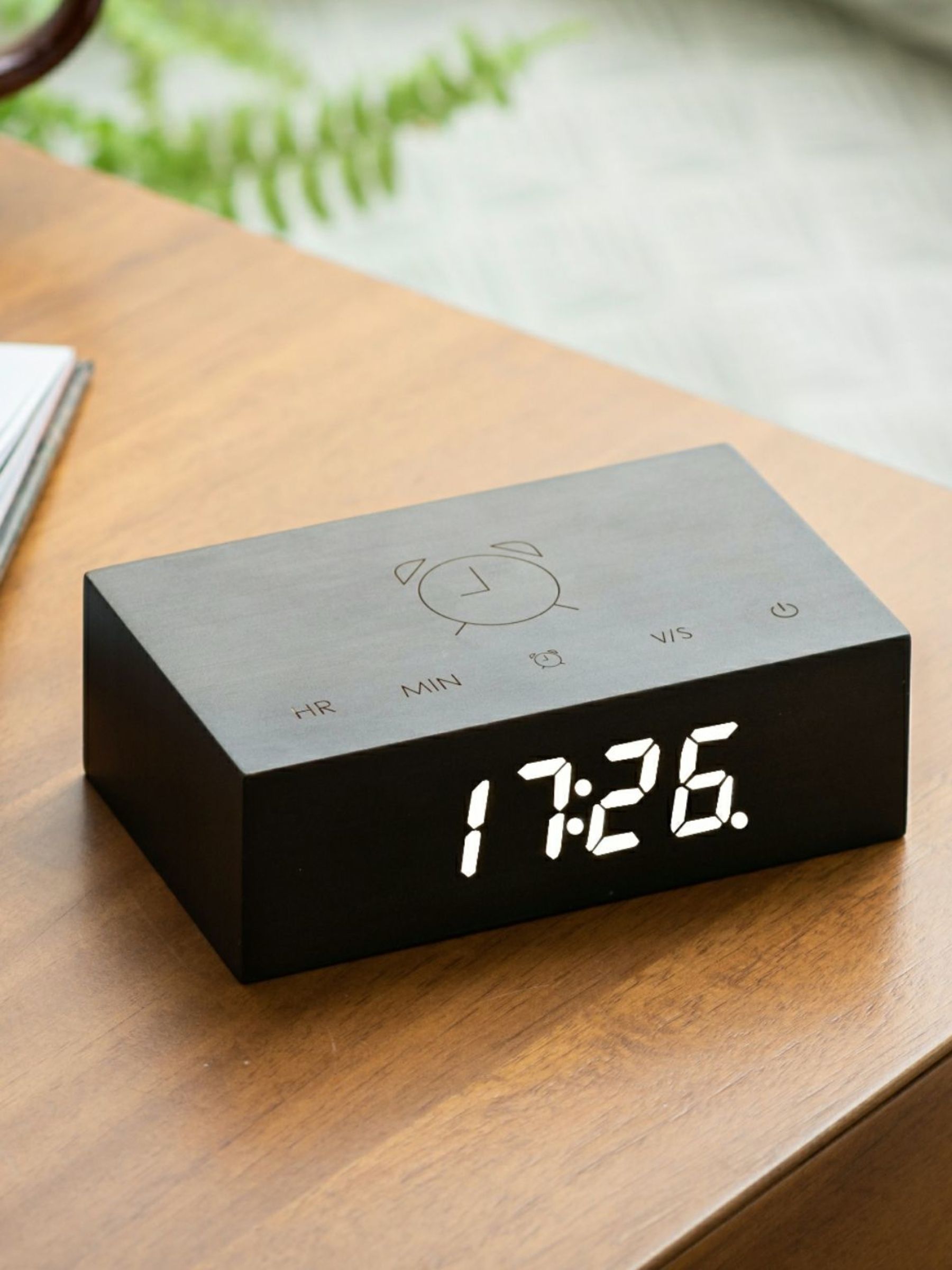 Gingko Black Flip Click Alarm Clock | Laura Ashley