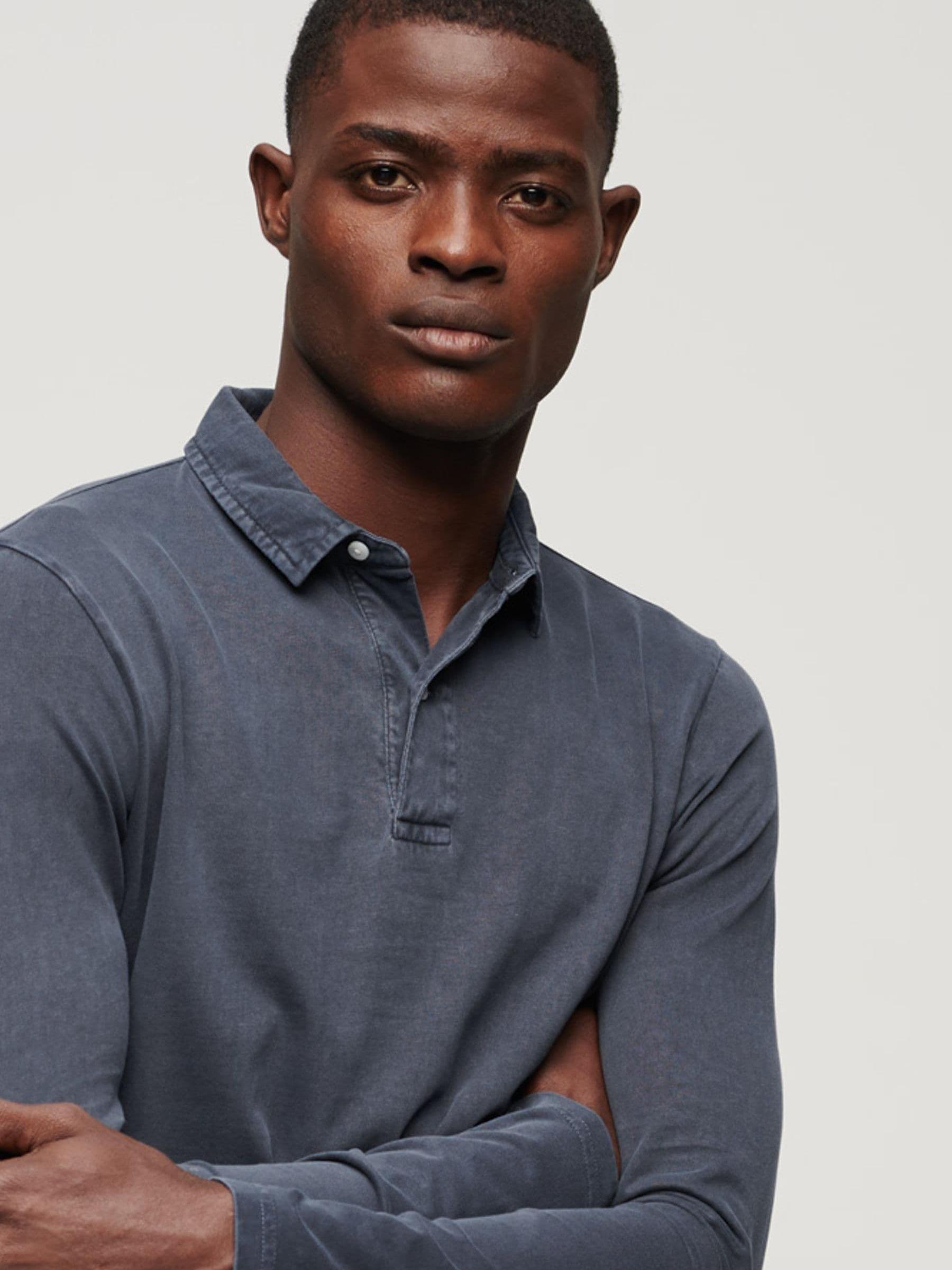 Buy Superdry Blue Studios Long Sleeve Jersey 100% Cotton Polo Shirt ...