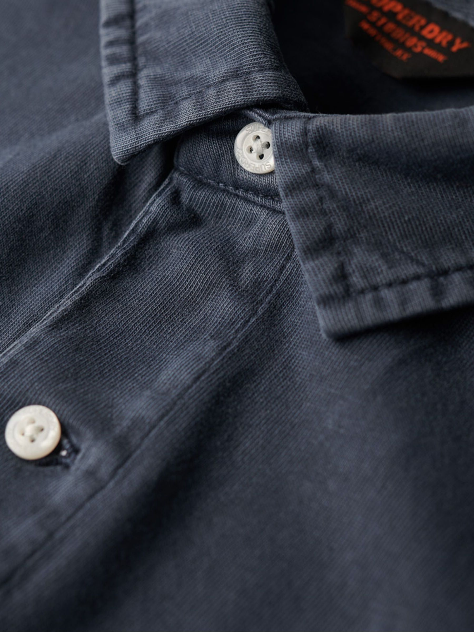 Buy Superdry Blue Studios Long Sleeve Jersey 100% Cotton Polo Shirt ...