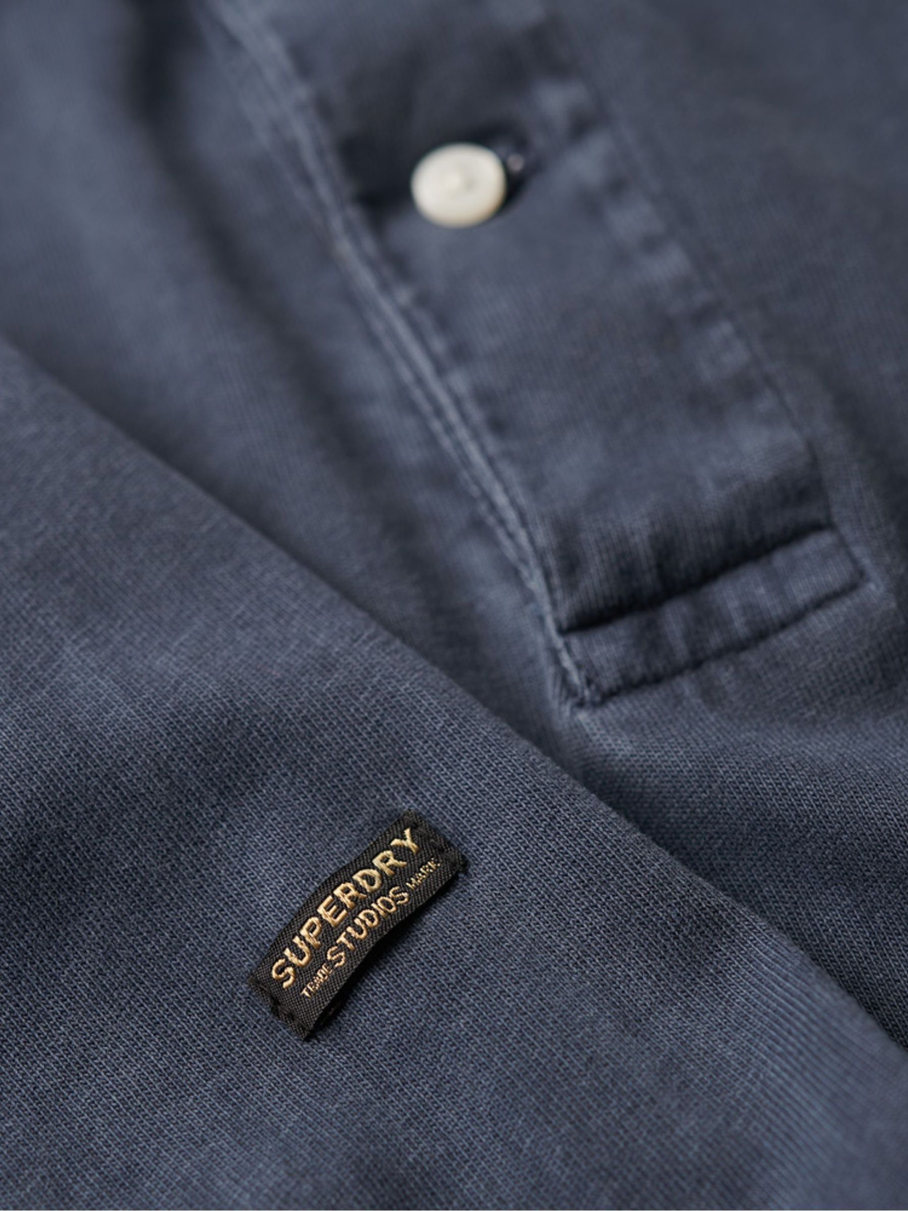 Buy Superdry Blue Studios Long Sleeve Jersey 100% Cotton Polo Shirt ...