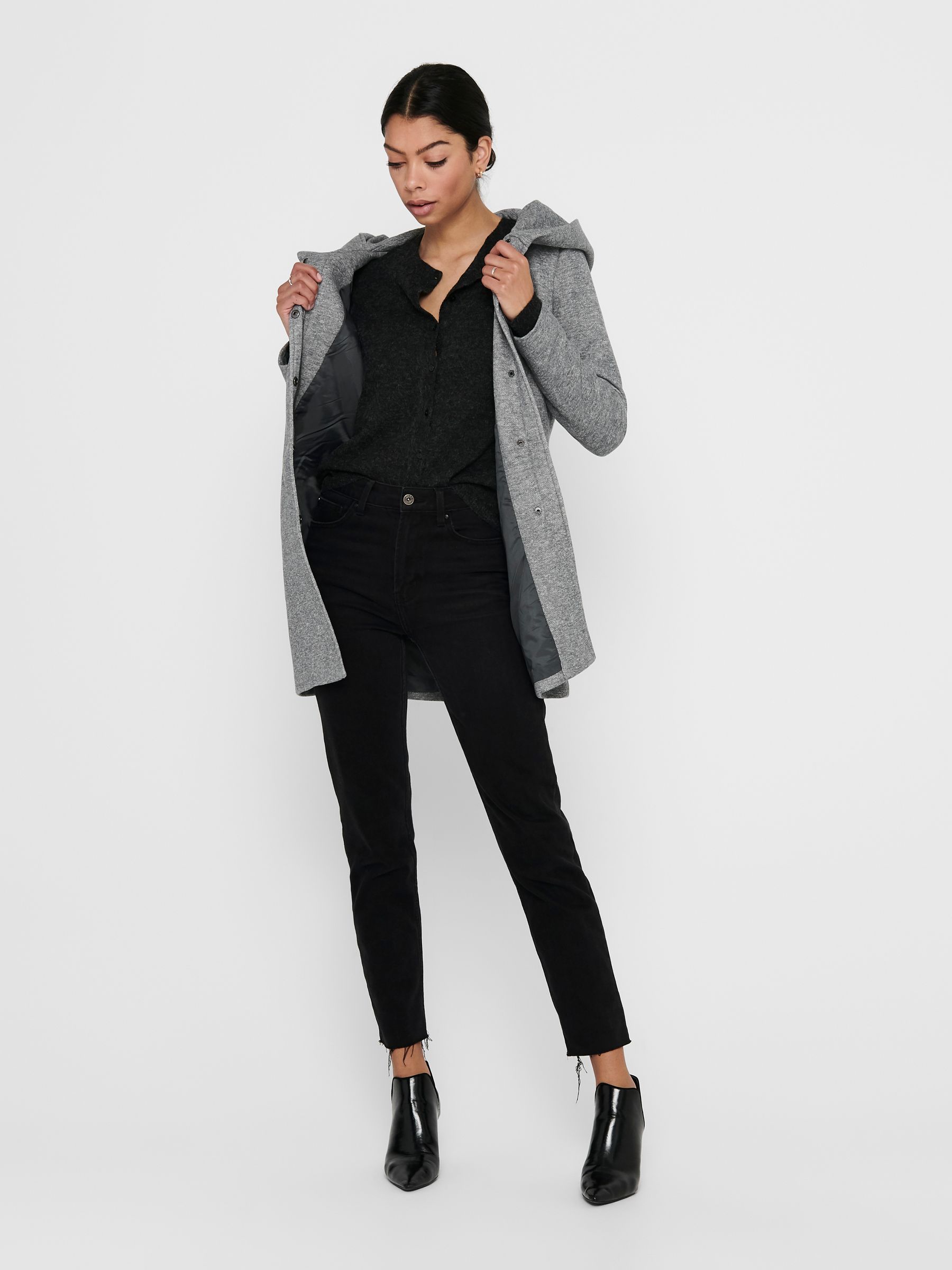 Buy ONLY Grey Hooded Smart Coat from the Next UK online shop