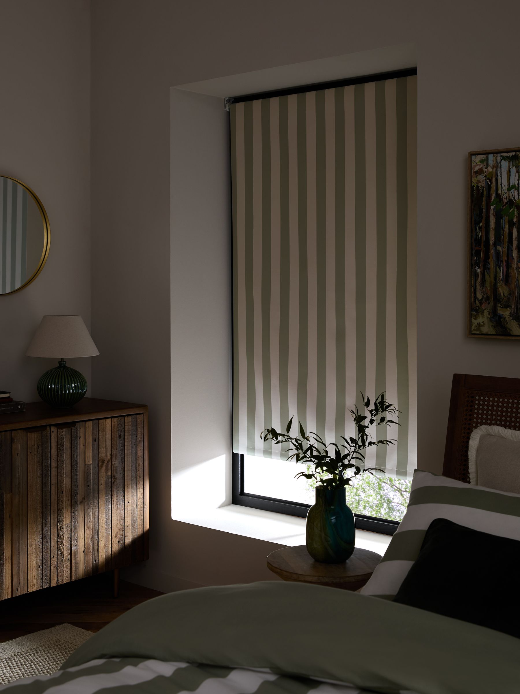 Buy Green/White Stripe Ready Made Blackout Roller Blind from the Next ...