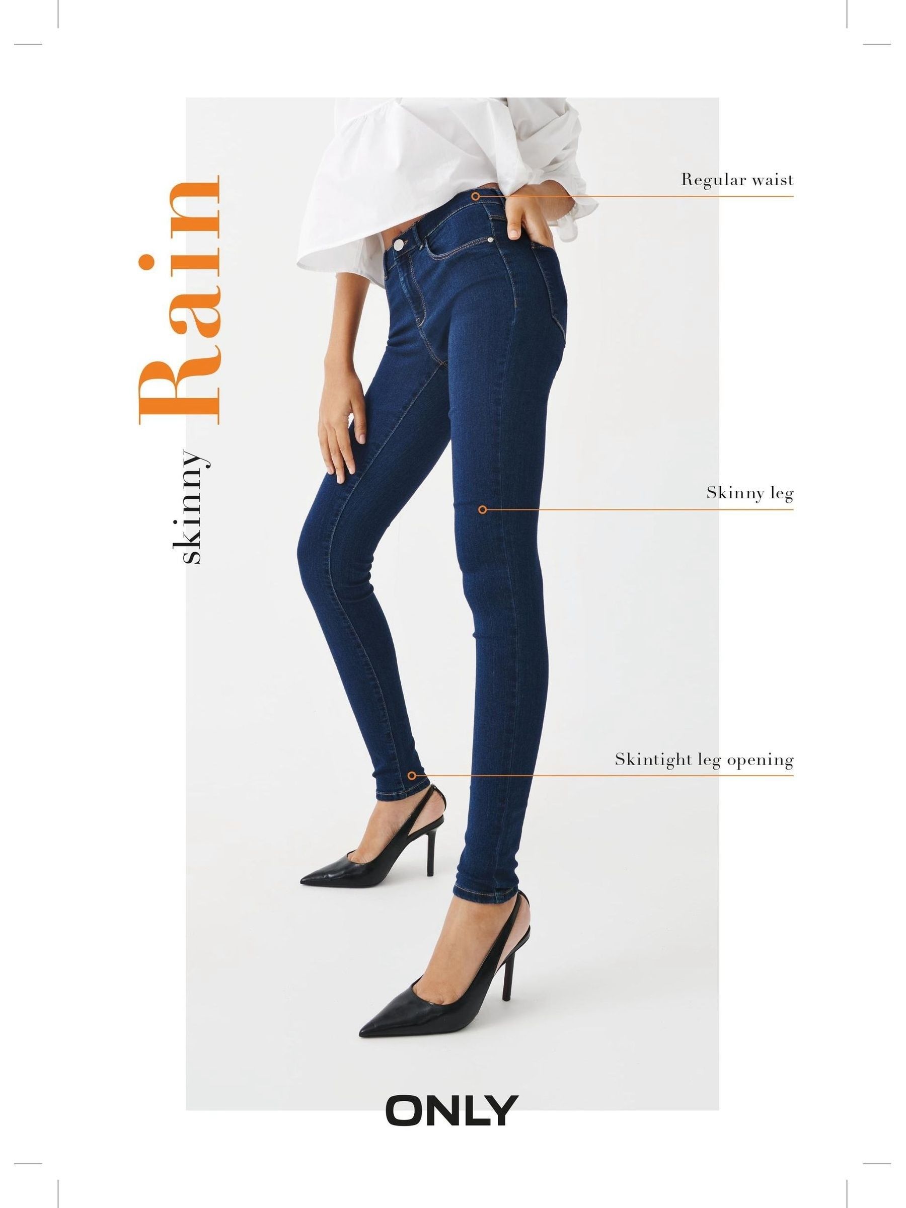 Buy ONLY Blue Rain Regular Waist Stretch Skinny 100% Cotton Jeans from ...