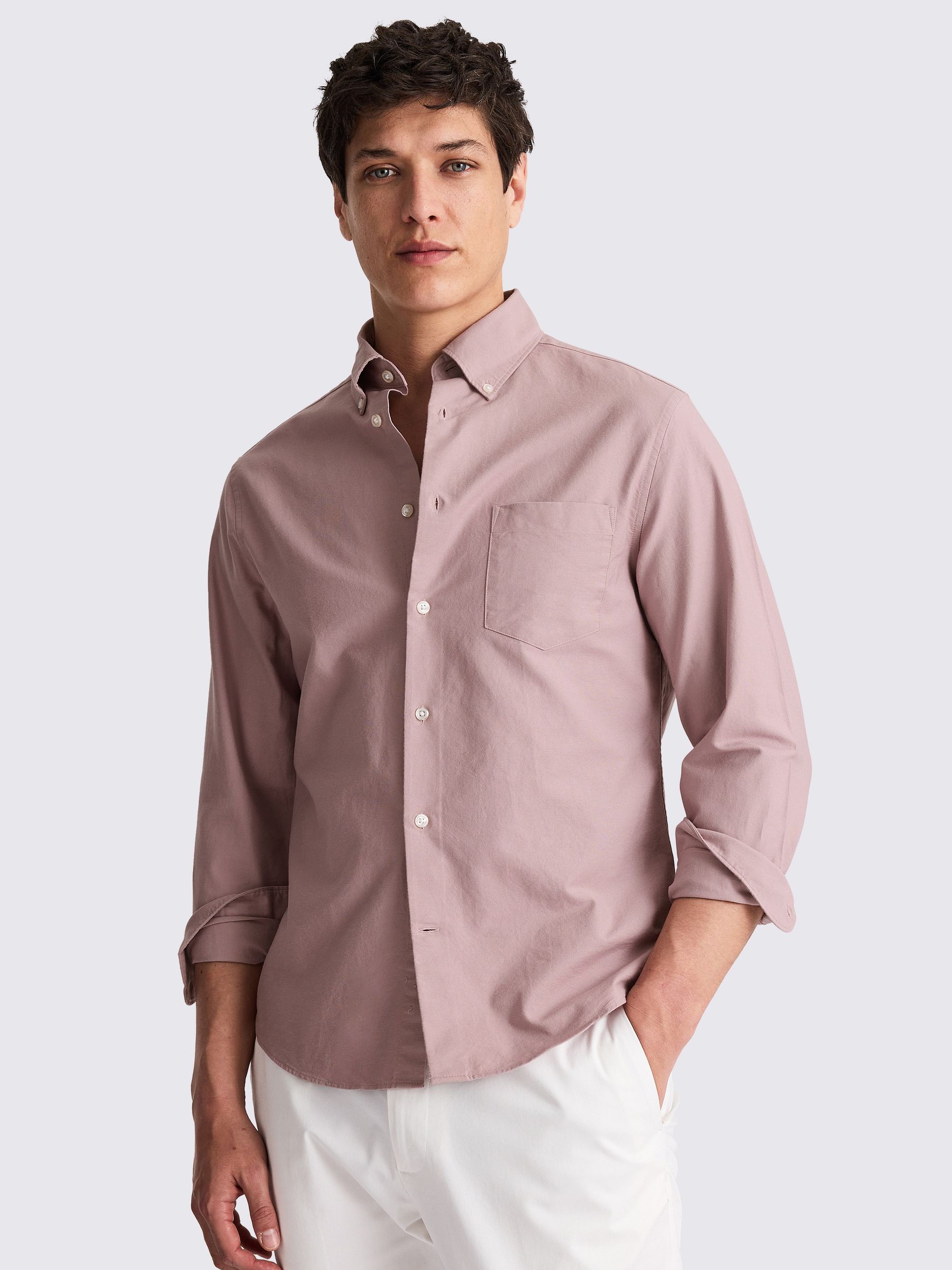 Buy MOSS Dusty Pink Washed Oxford Shirt from the Next UK online shop
