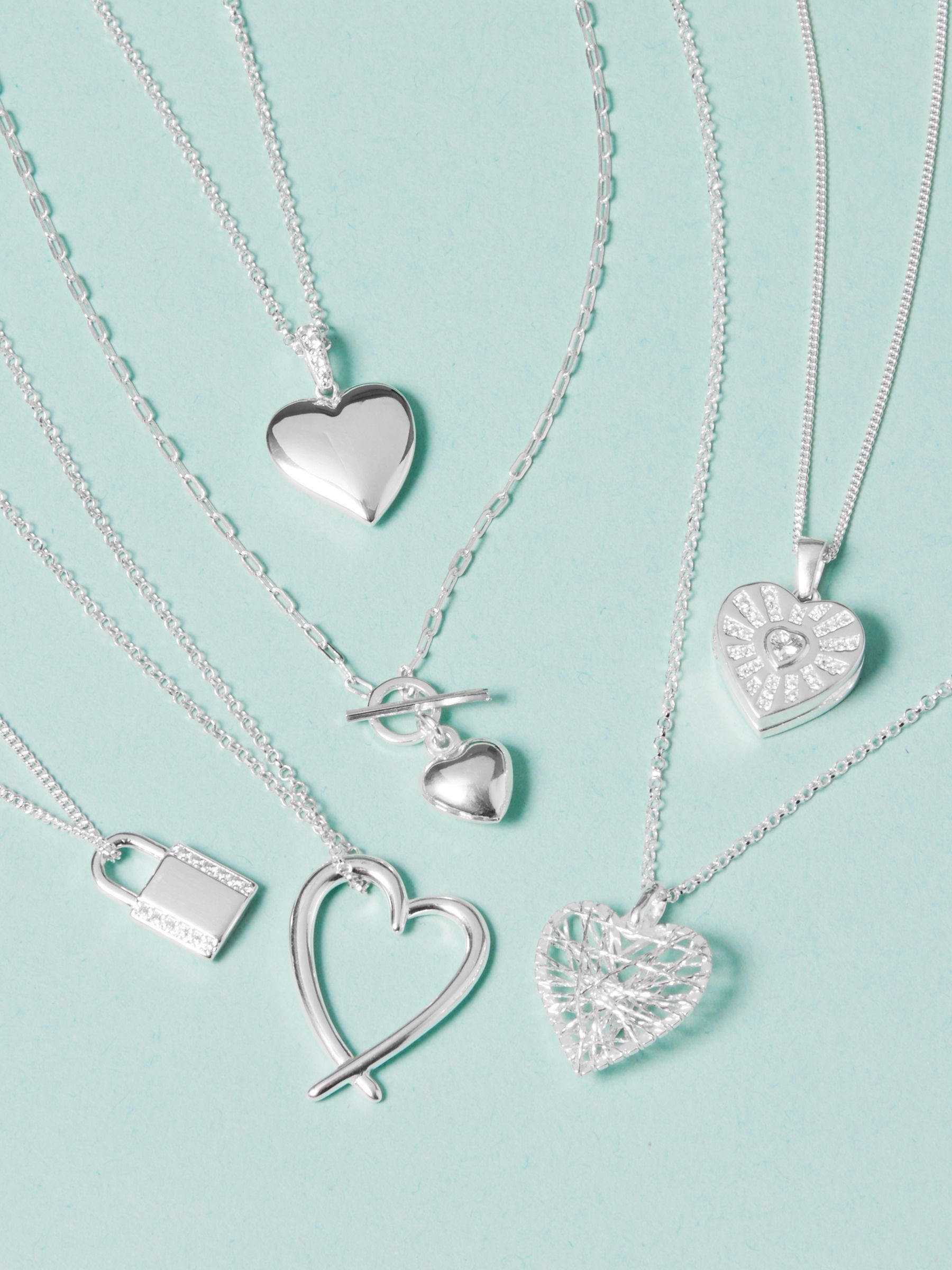 Buy Simply Silver Sterling Silver Tone 925 Open Heart Pendant Necklace ...