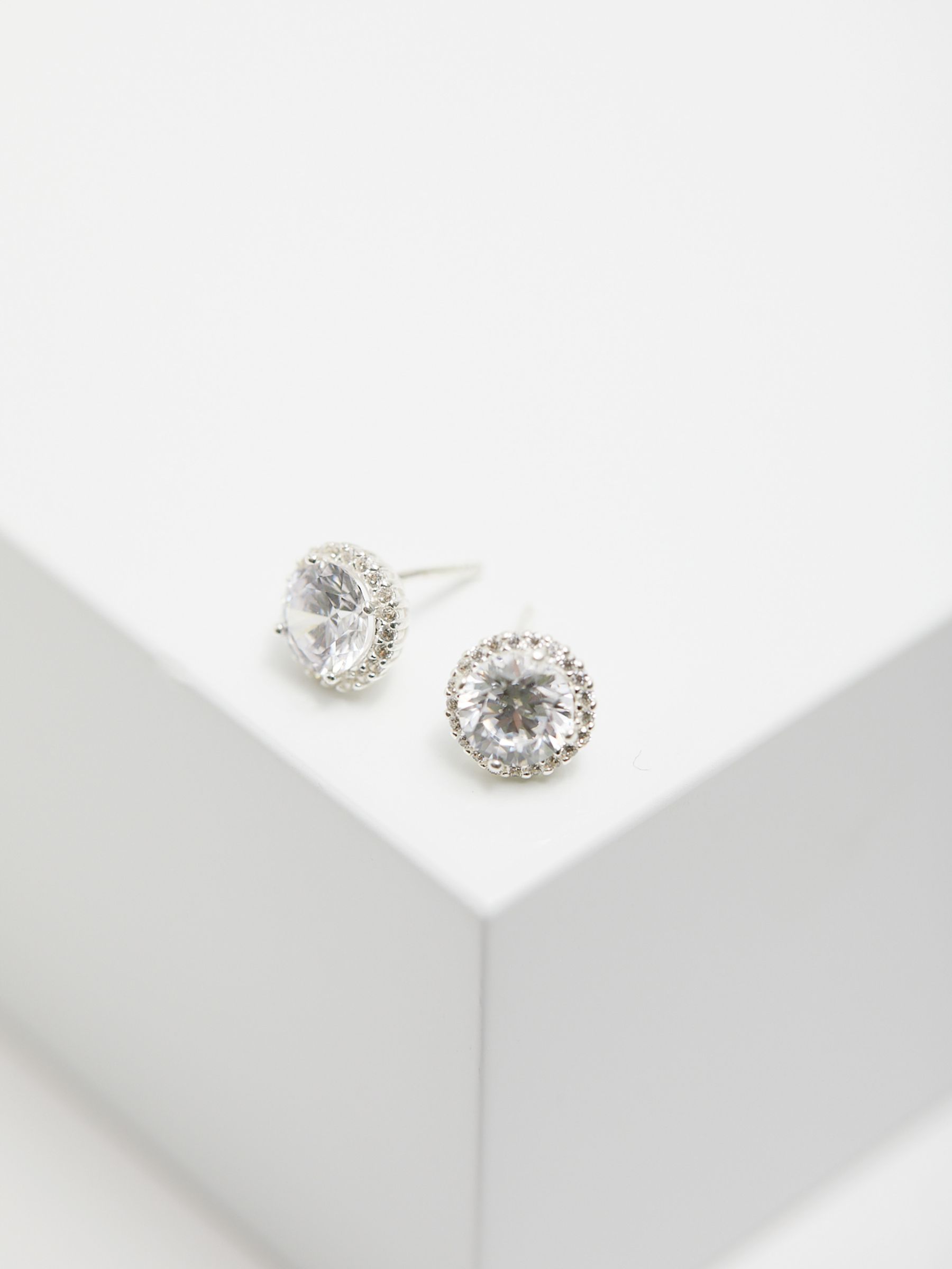 Buy Simply Silver Sterling Silver 925 Cubic Zirconia Pave Surround Stud ...