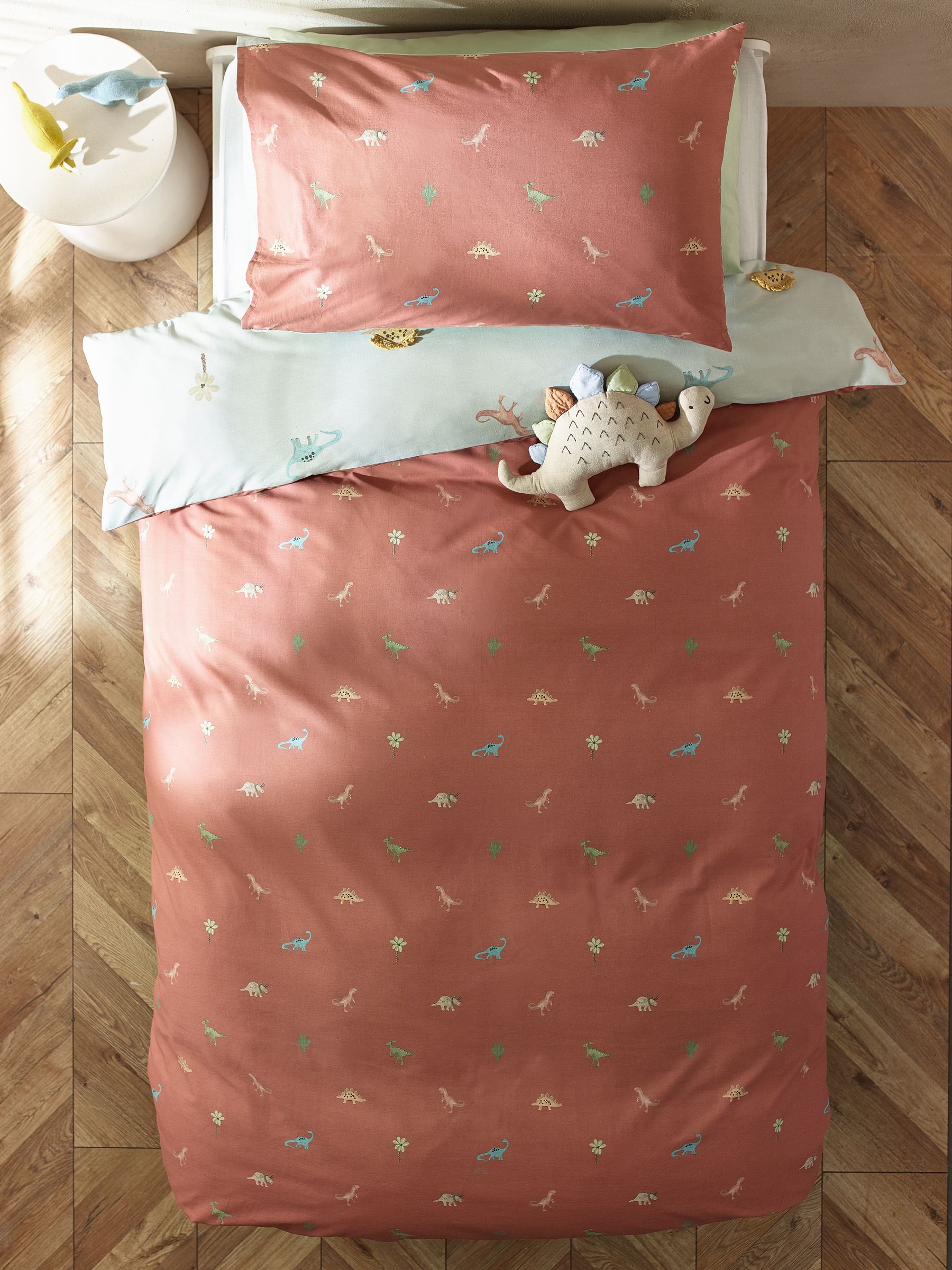 Buy Sage Green Tassel Dinosaurs 100% Cotton Printed Bedding Duvet Cover ...