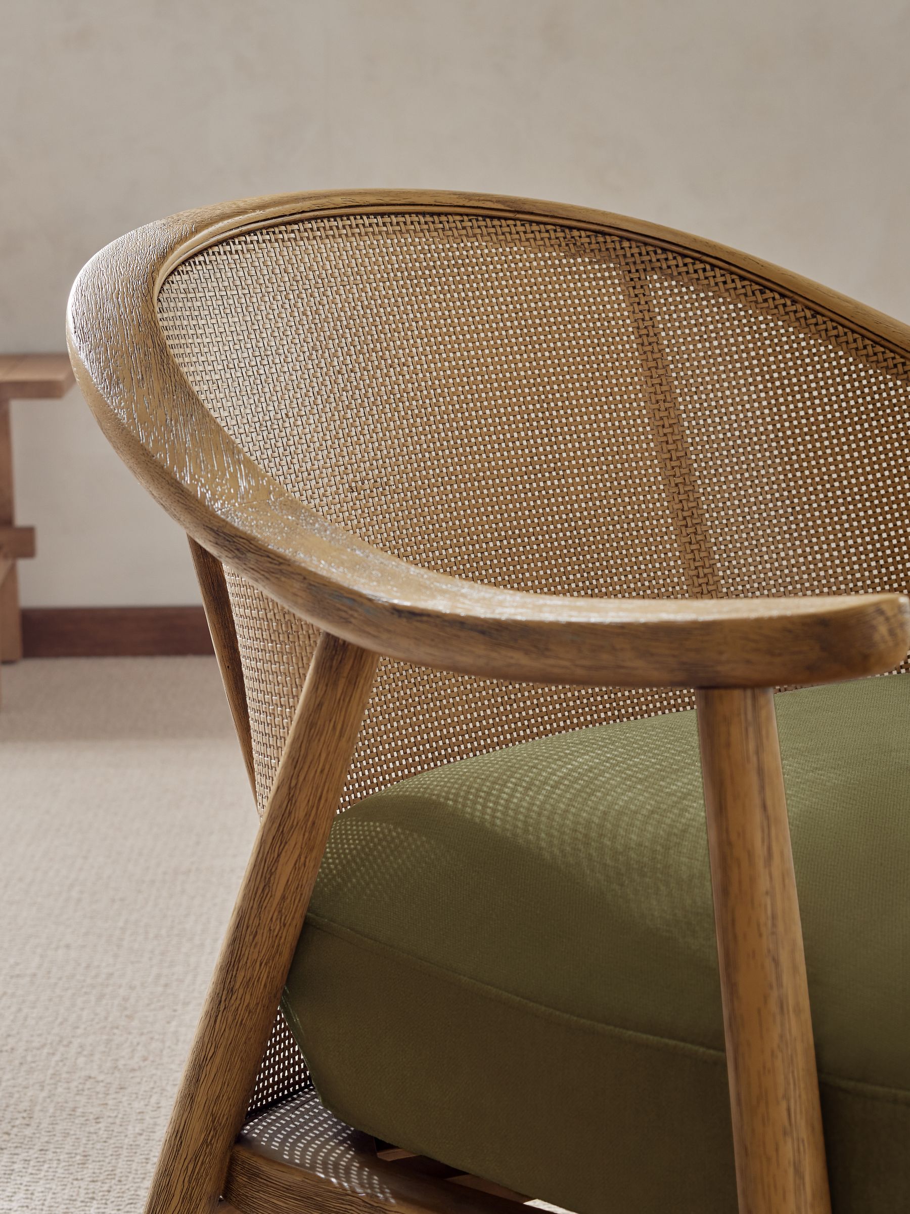 Buy Bronx Frame Relaxed Chenille Light Olive Green Reuben Curved Wooden ...