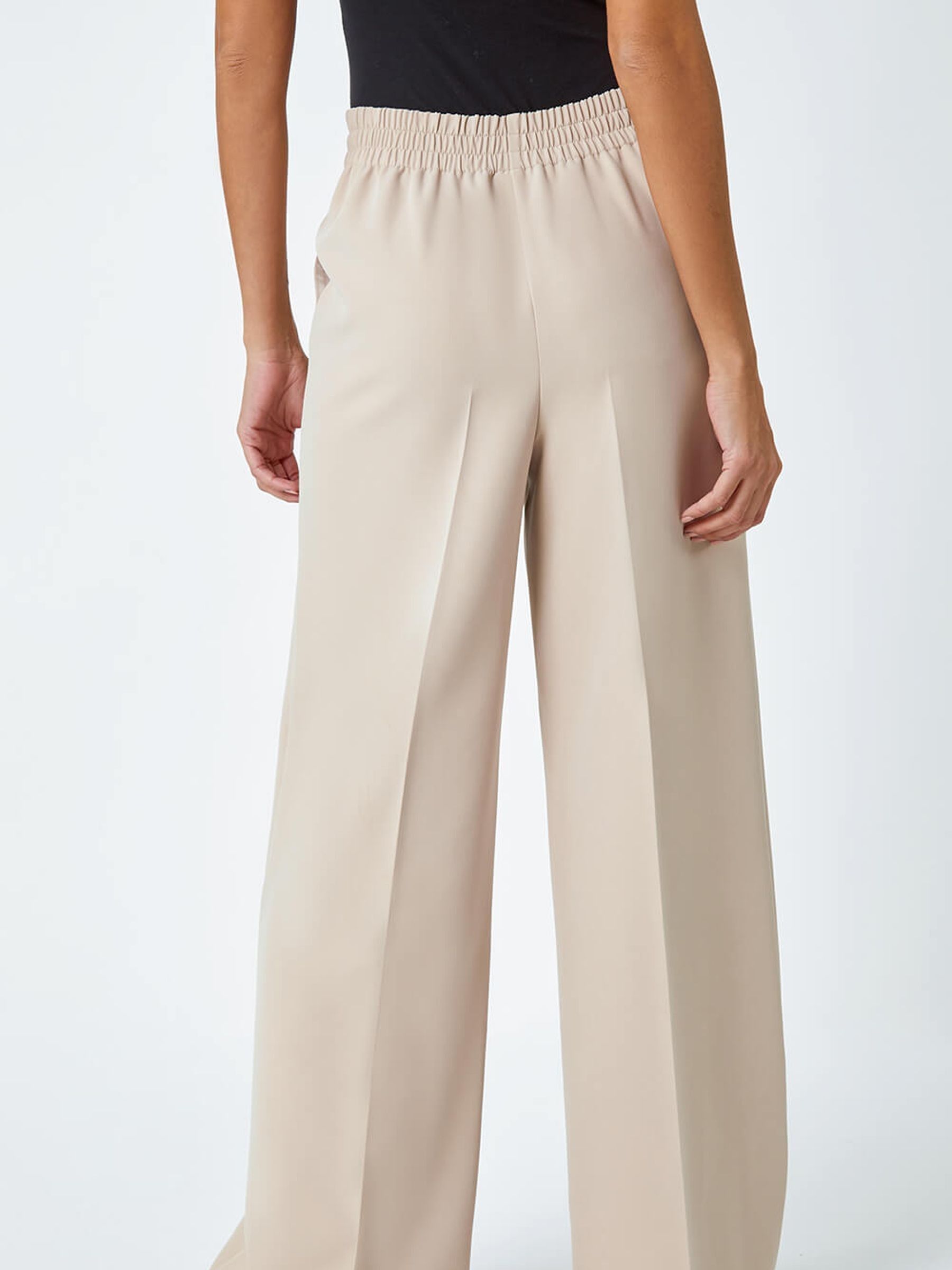 Buy Roman Natural Wide Leg Tie Front Stretch Trousers from the Next UK ...