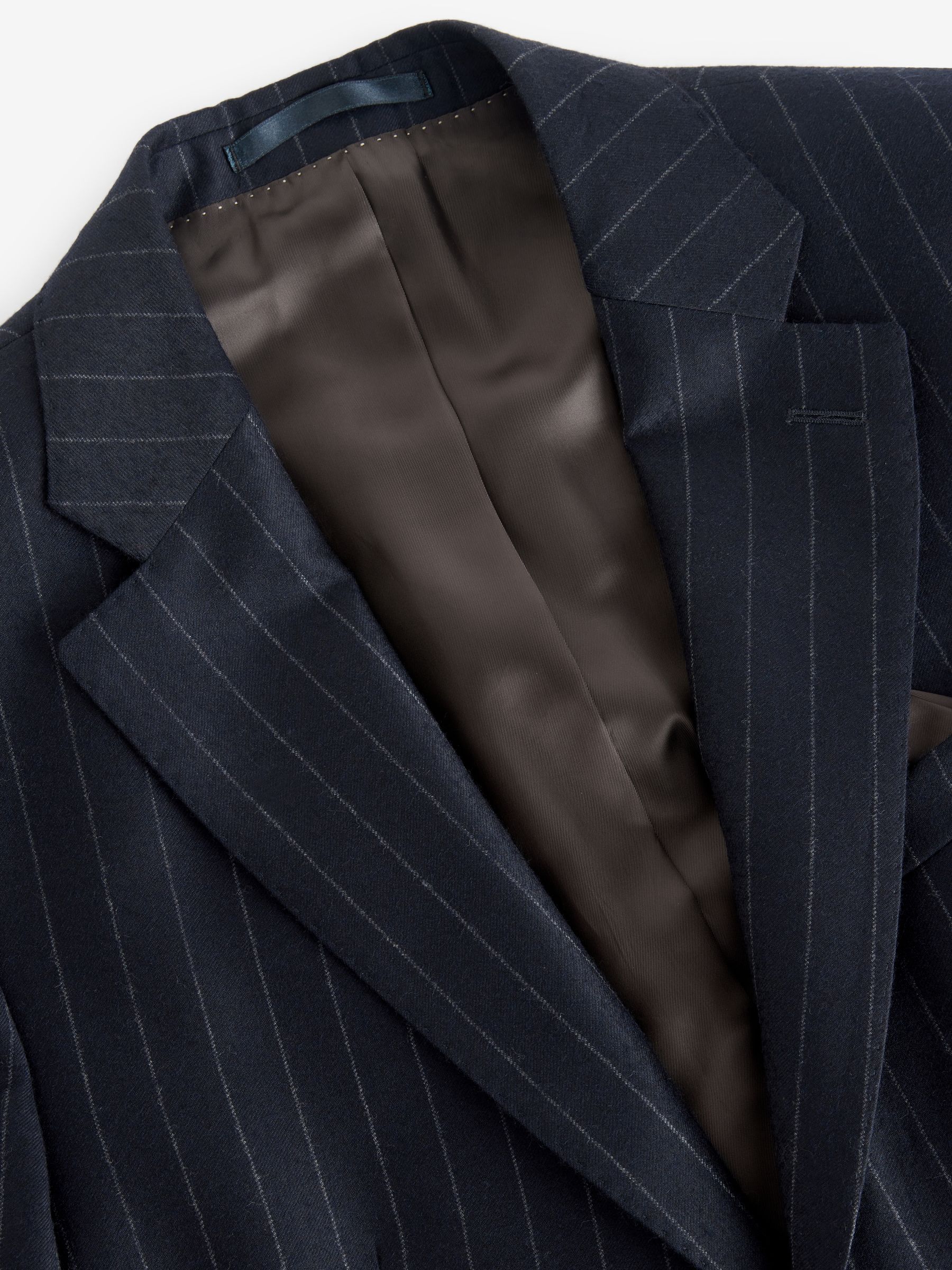 Buy Navy Blue Slim Fit Signature Empire Mills British Wool Stripe Suit ...