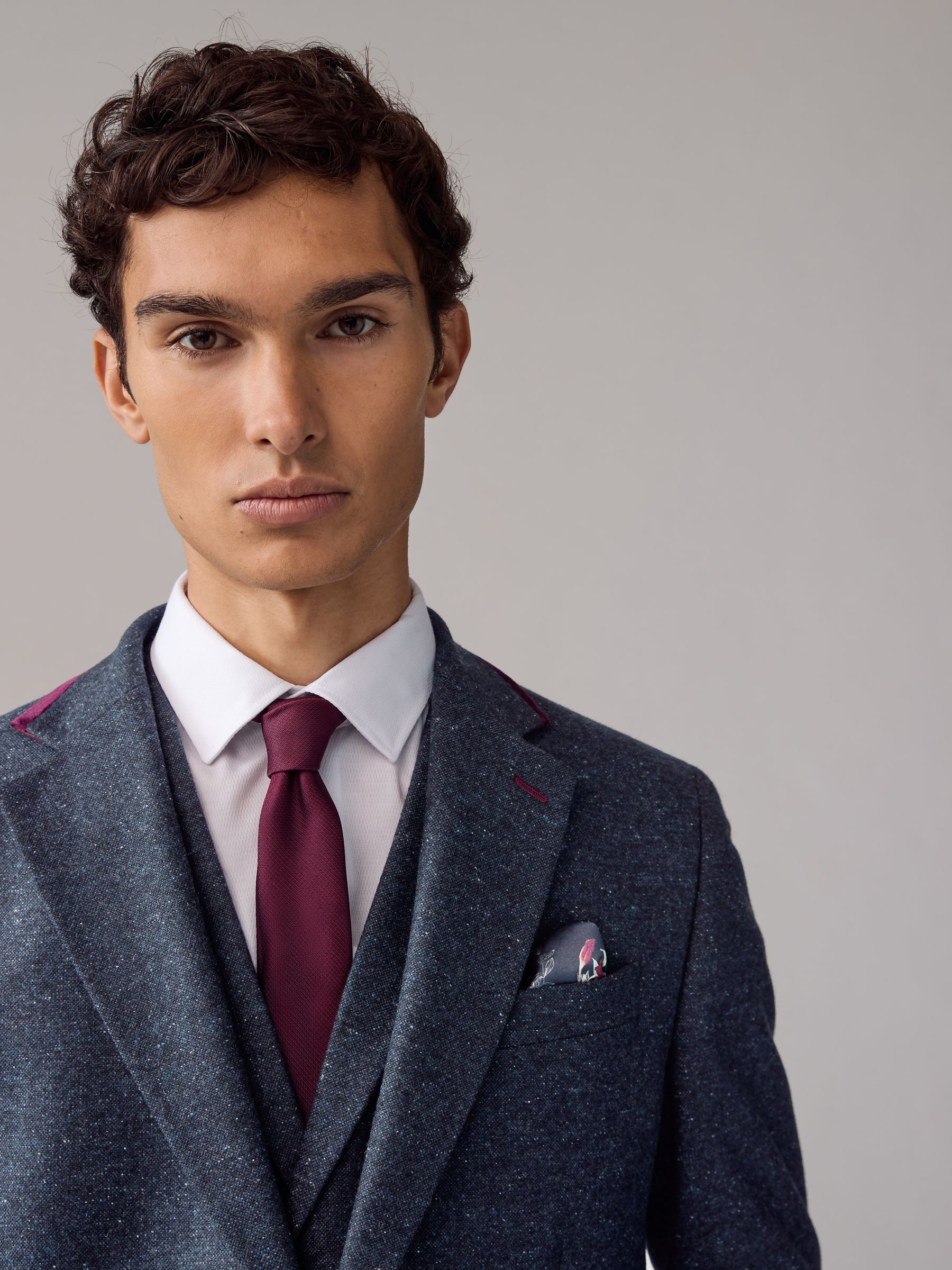Buy Navy Blue Regular Fit Trimmed Neppy Nova Fides Suit Jacket from the ...