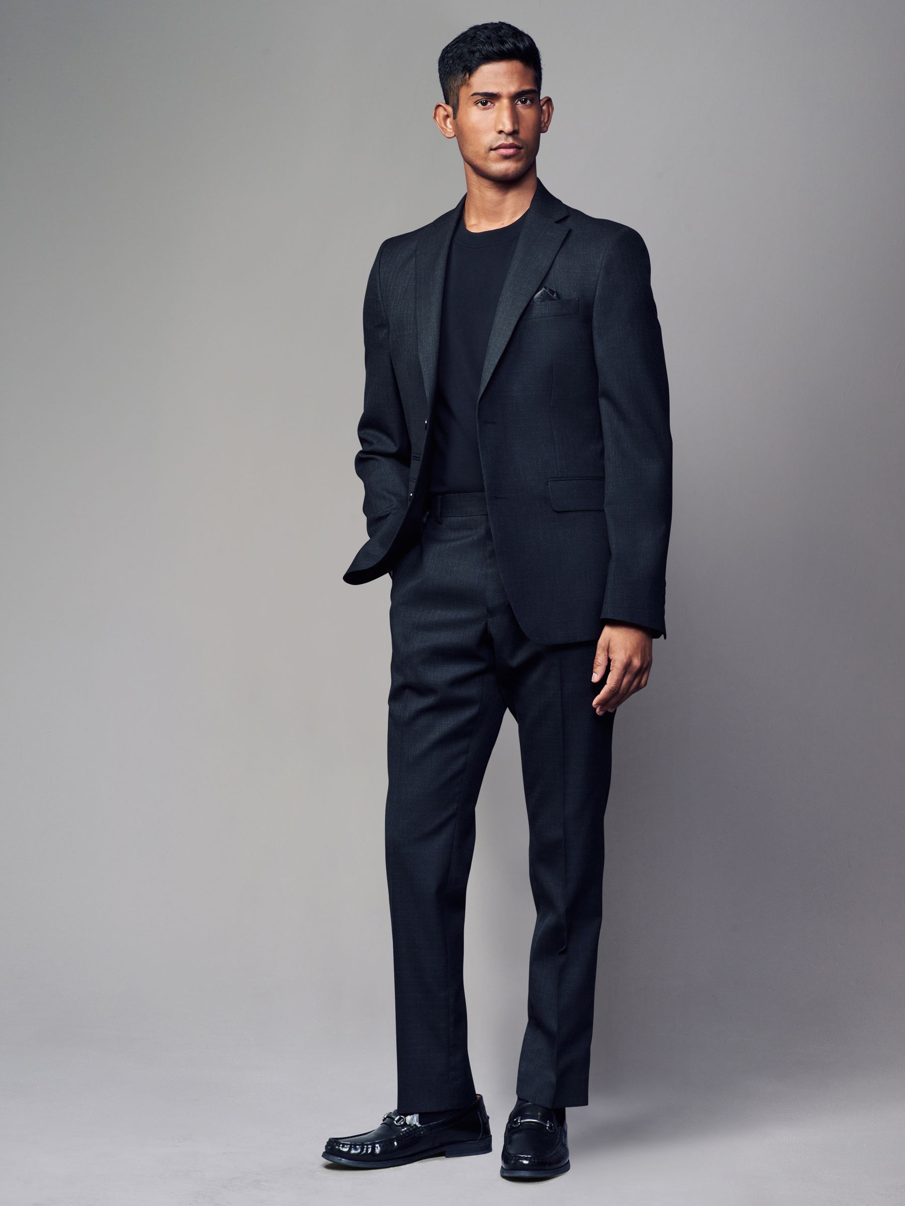Buy Black Tailored Fit Textured Wool Blend Suit Jacket from the Next UK ...
