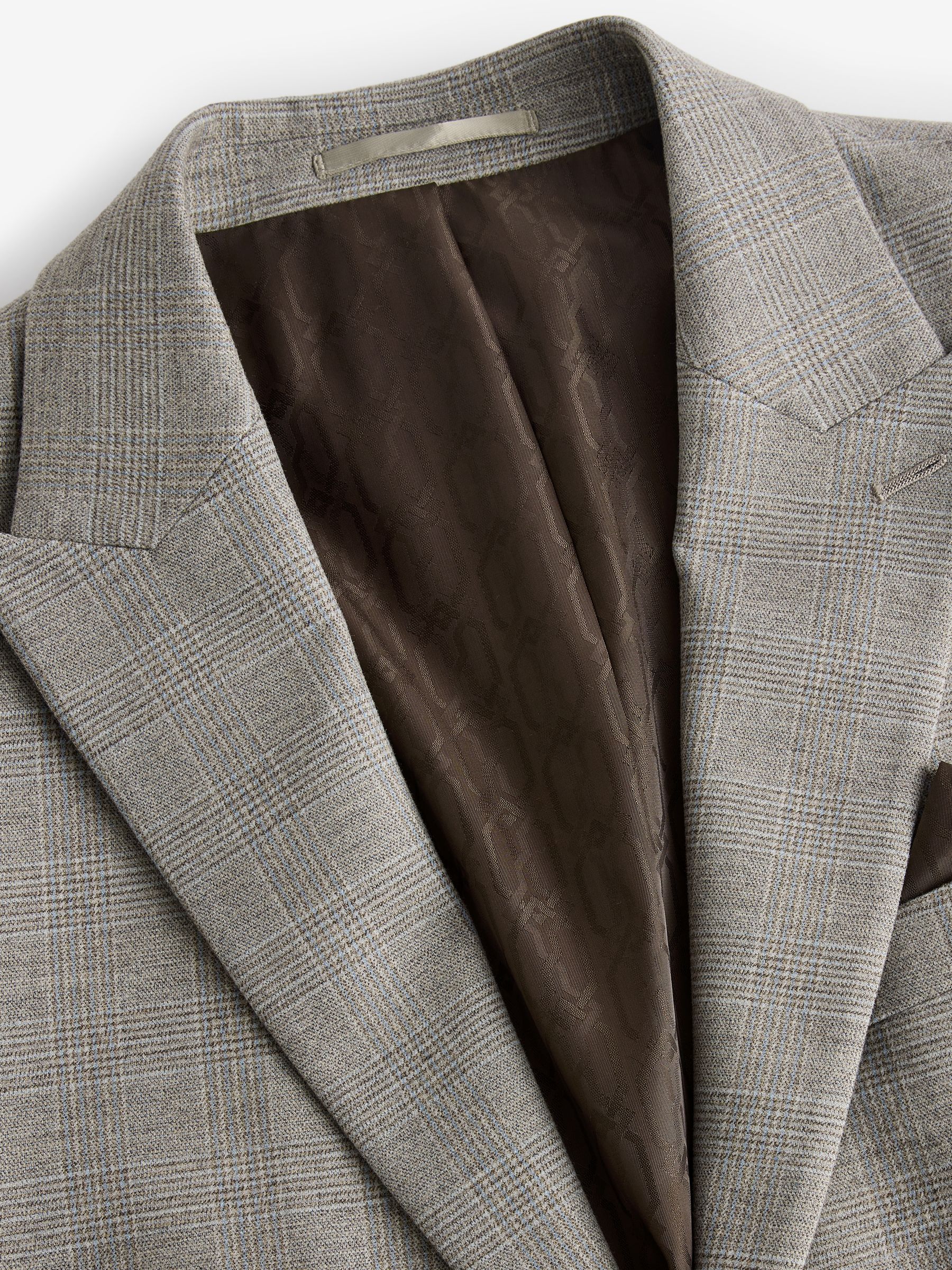 Buy Neutral Slim Fit Check Suit Jacket from the Next UK online shop