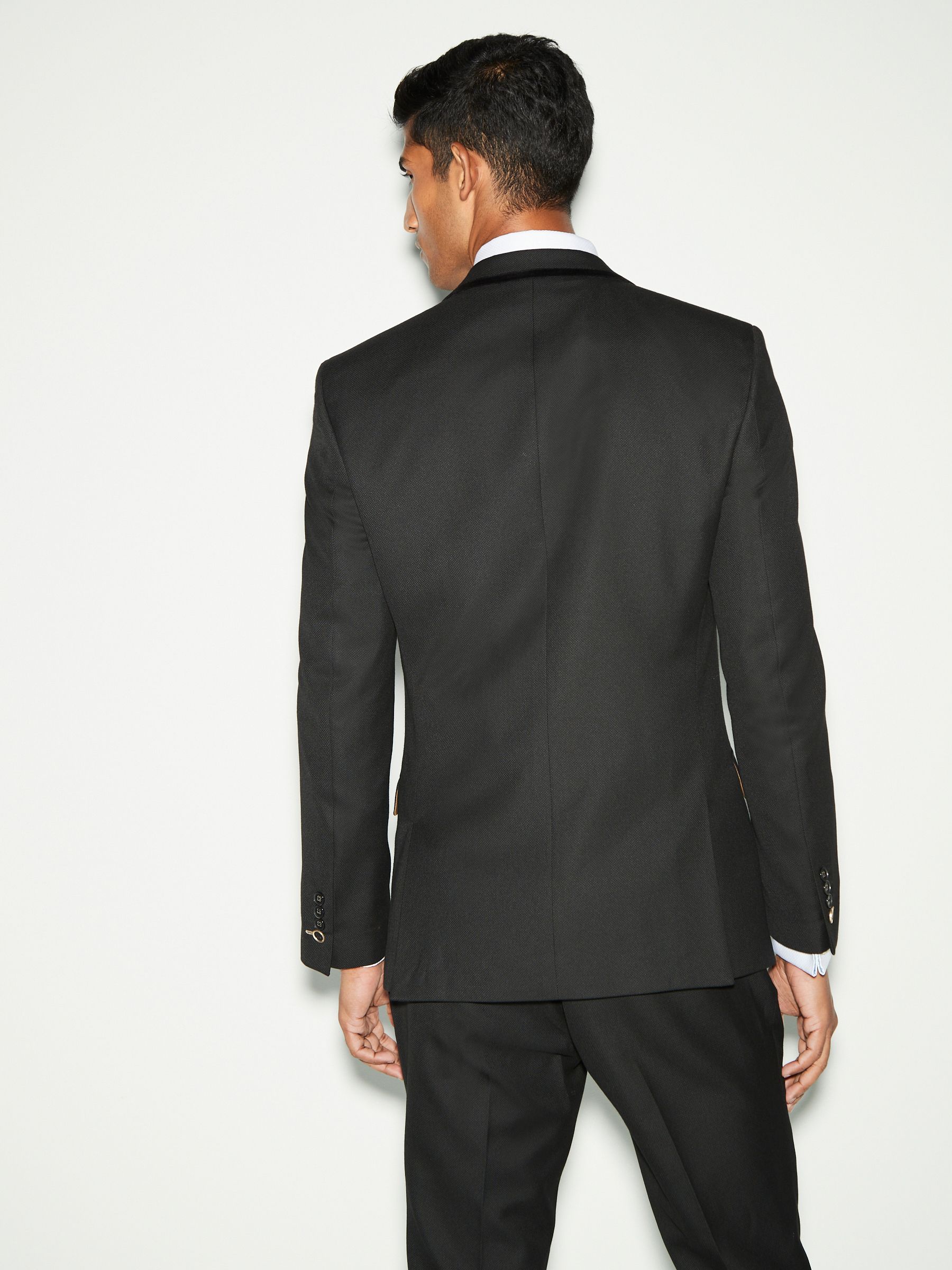 Buy Black Trimmed Textured Self Lapel Tuxedo Suit Jacket from the Next ...