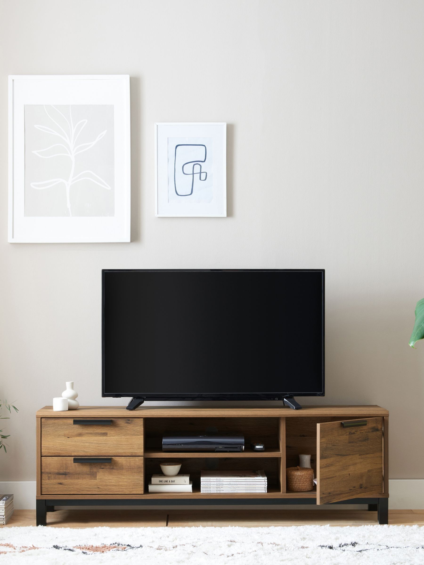 Buy Dark Bronx Oak Effect Up To 65 Inch Compact Slim TV Unit from the ...