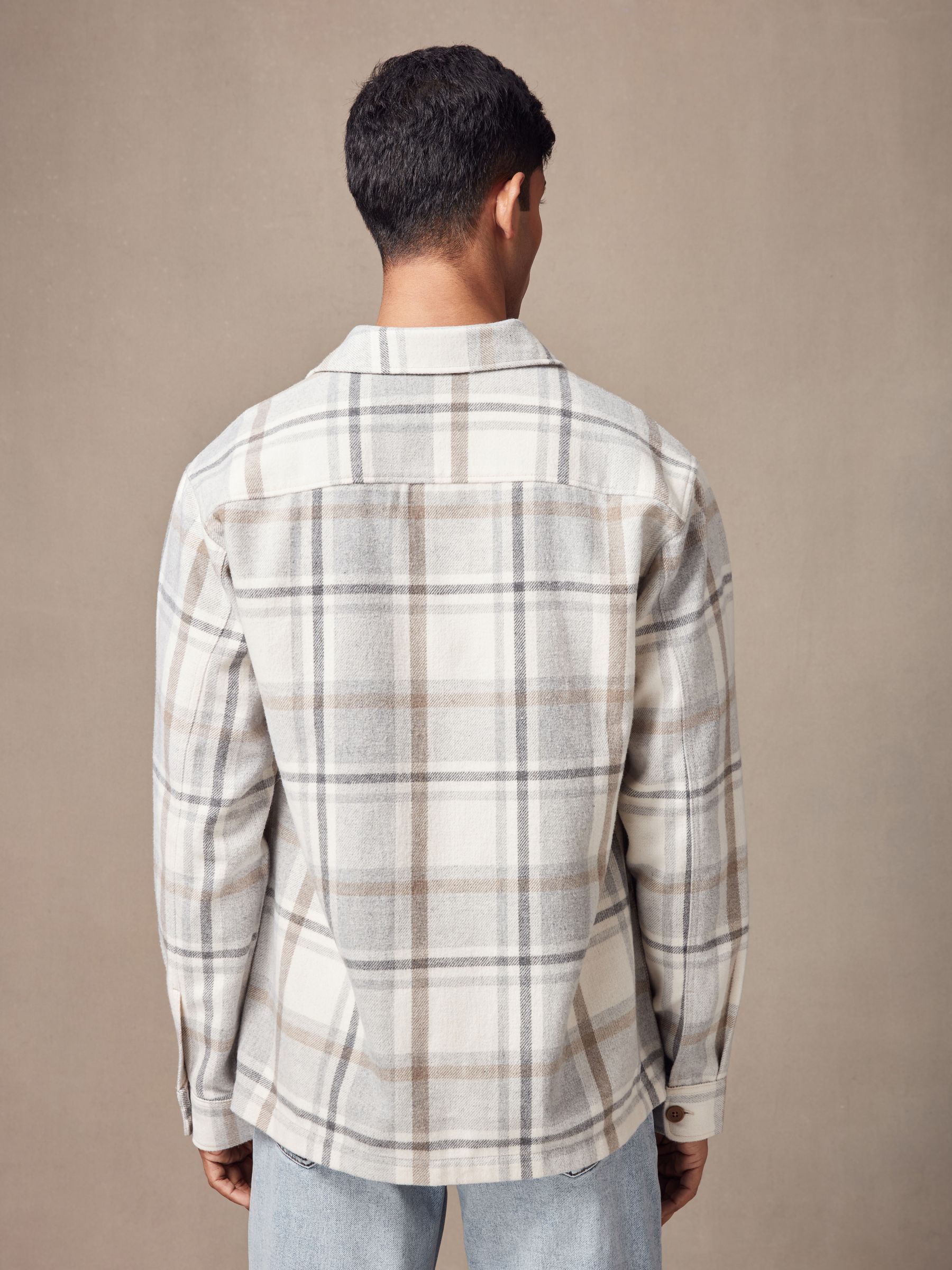 Buy Neutral Wool Blend Check Shacket Overshirt from Next Ireland
