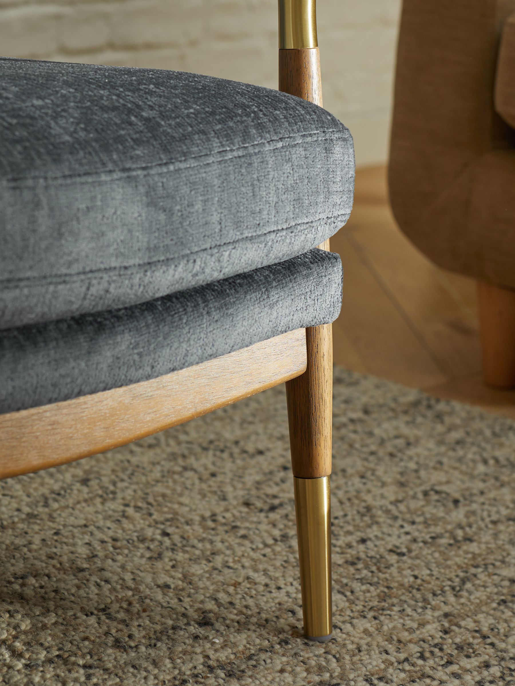 Buy Plush Chenille Slate Blue Flinton Wooden Accent Chair from the Next ...