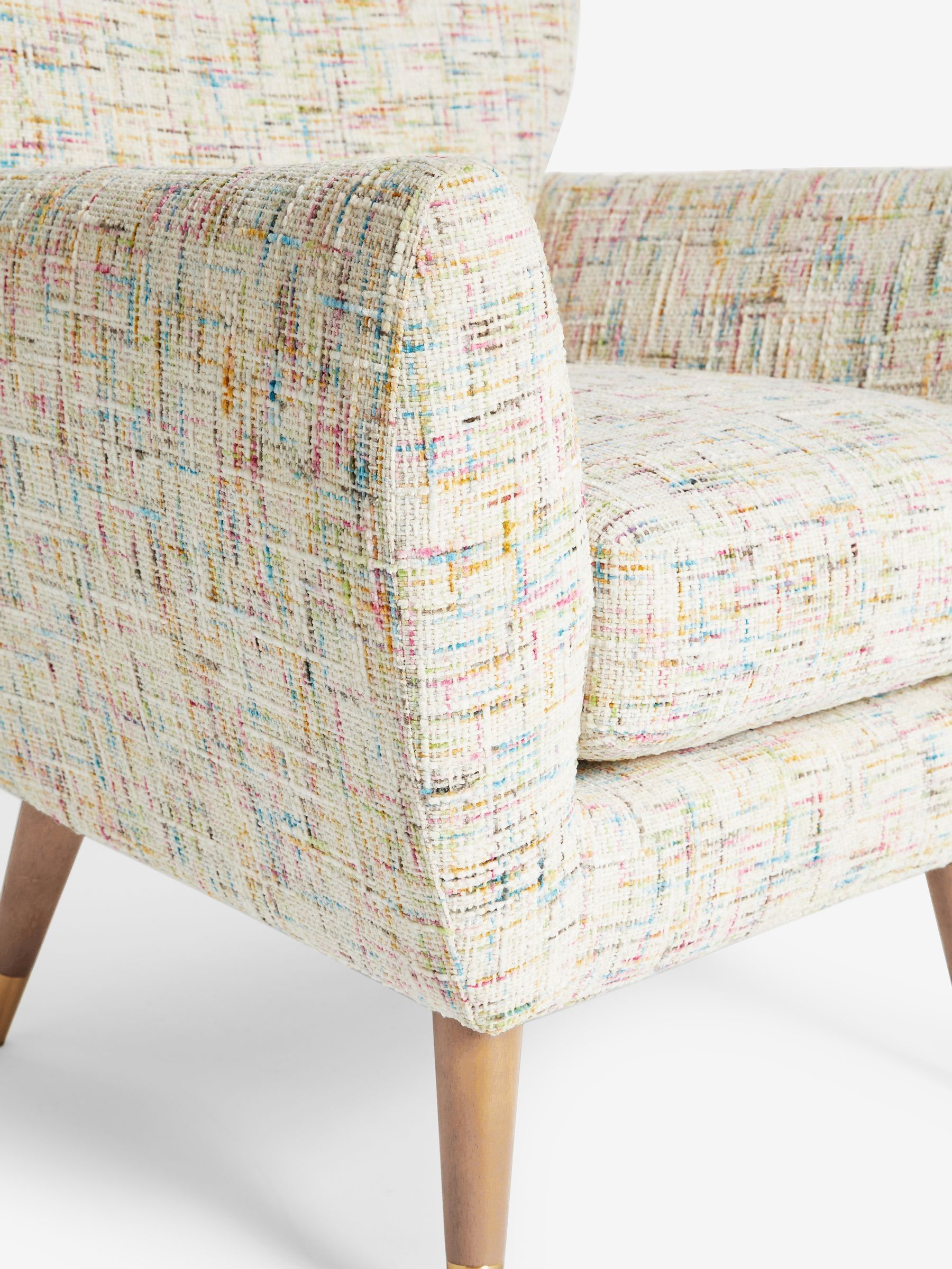 Buy Multi Coloured Chenille Natural Wilson Highback Armchair from the ...