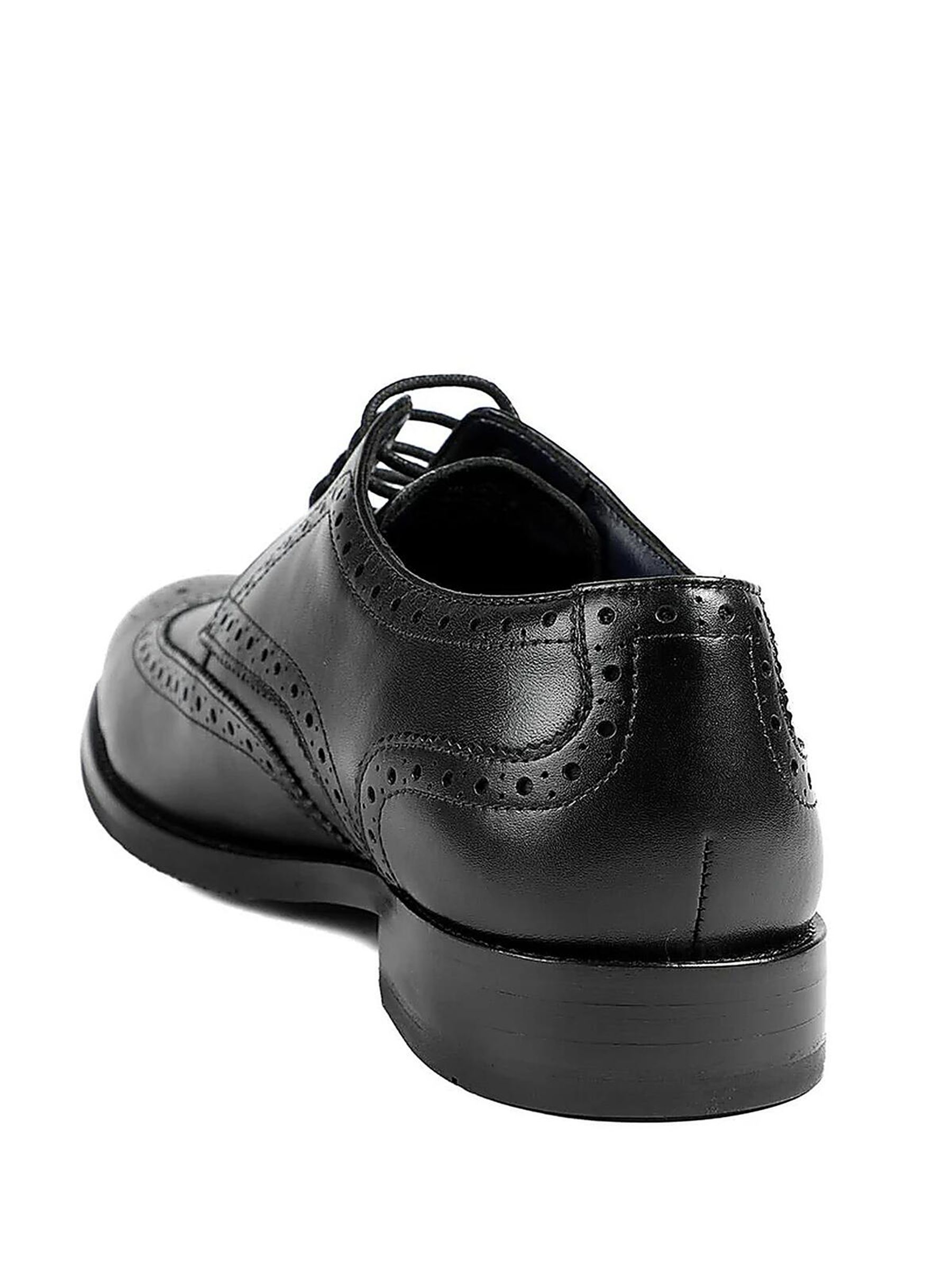 Buy Jones Bootmaker Black Mumbai Wide Fit Leather Brogue Derby Shoes ...