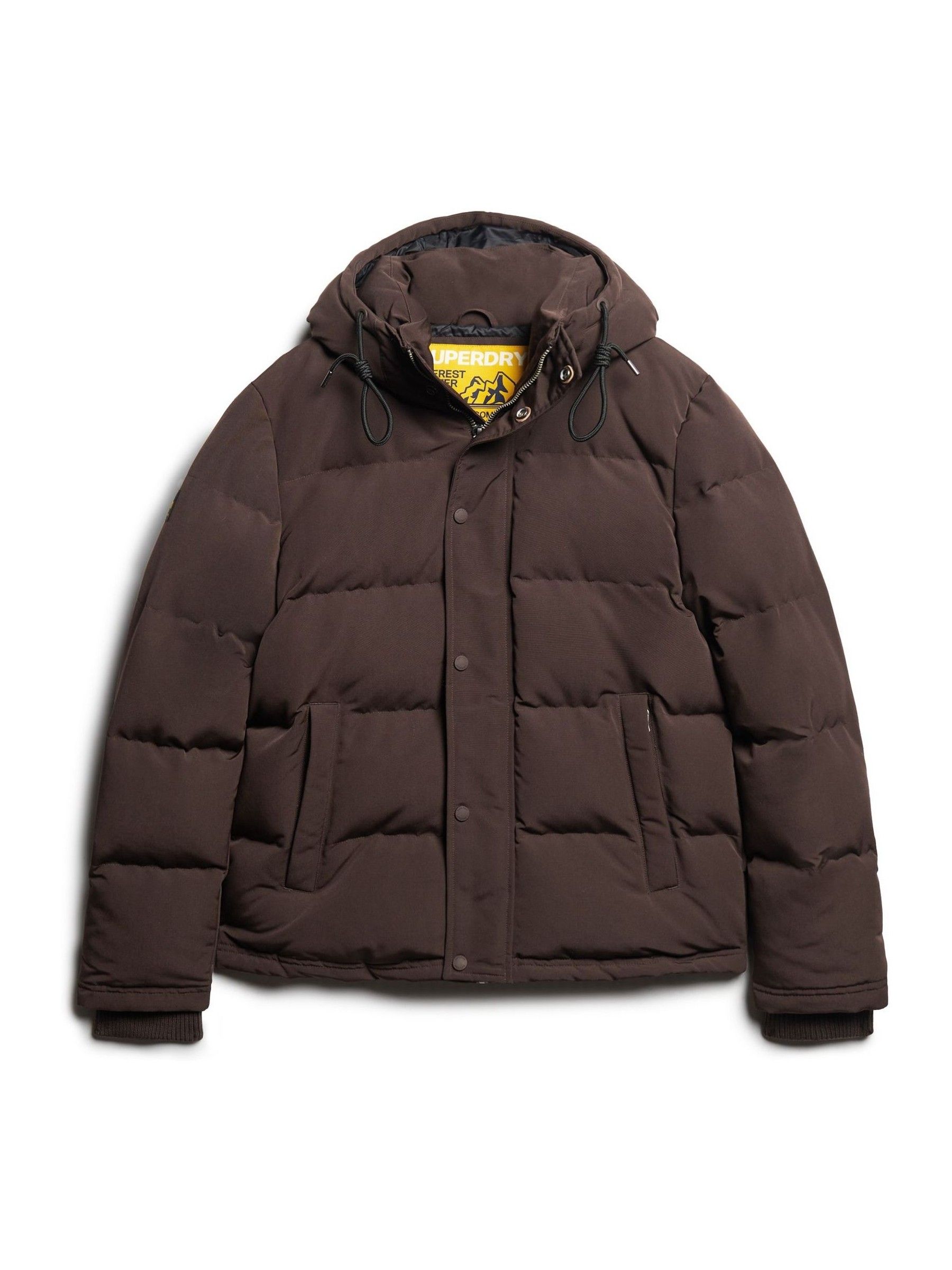 Buy Superdry Dark Brown Everest Short Hooded Puffer Jacket from Next ...