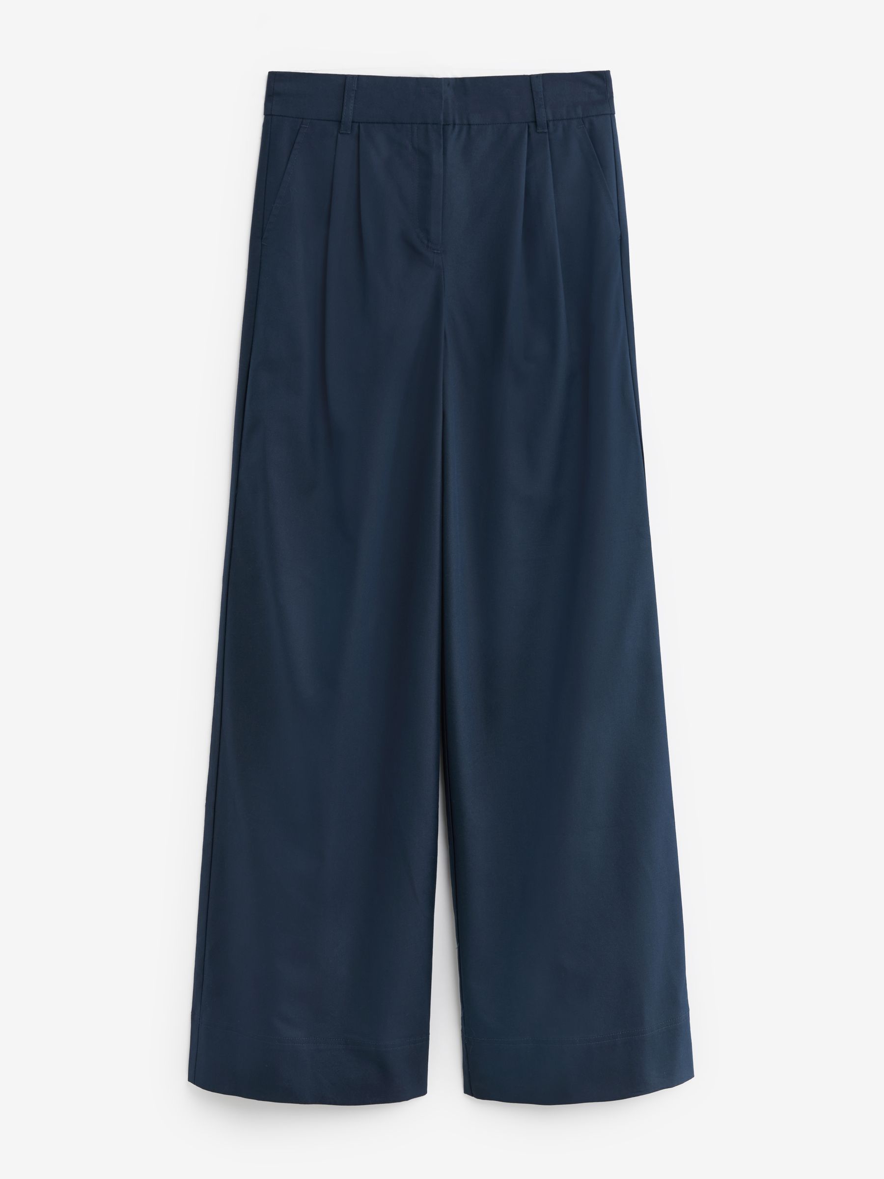 Buy Navy Blue Cotton Mix Smart Wide Leg Trousers from the Next UK ...