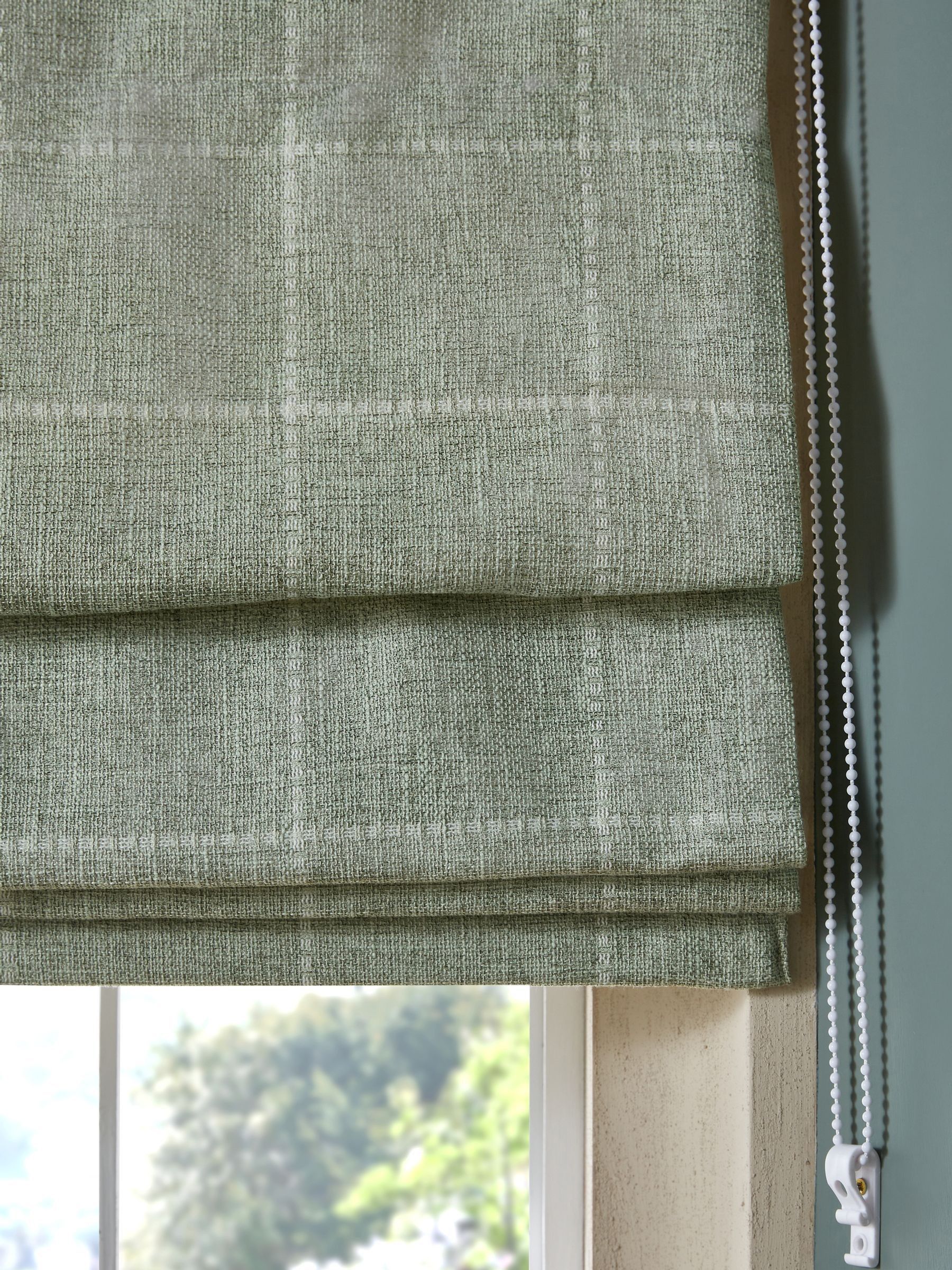 Buy Sage Green Ready Made Windowpane Check Lined Roman Blind from the ...