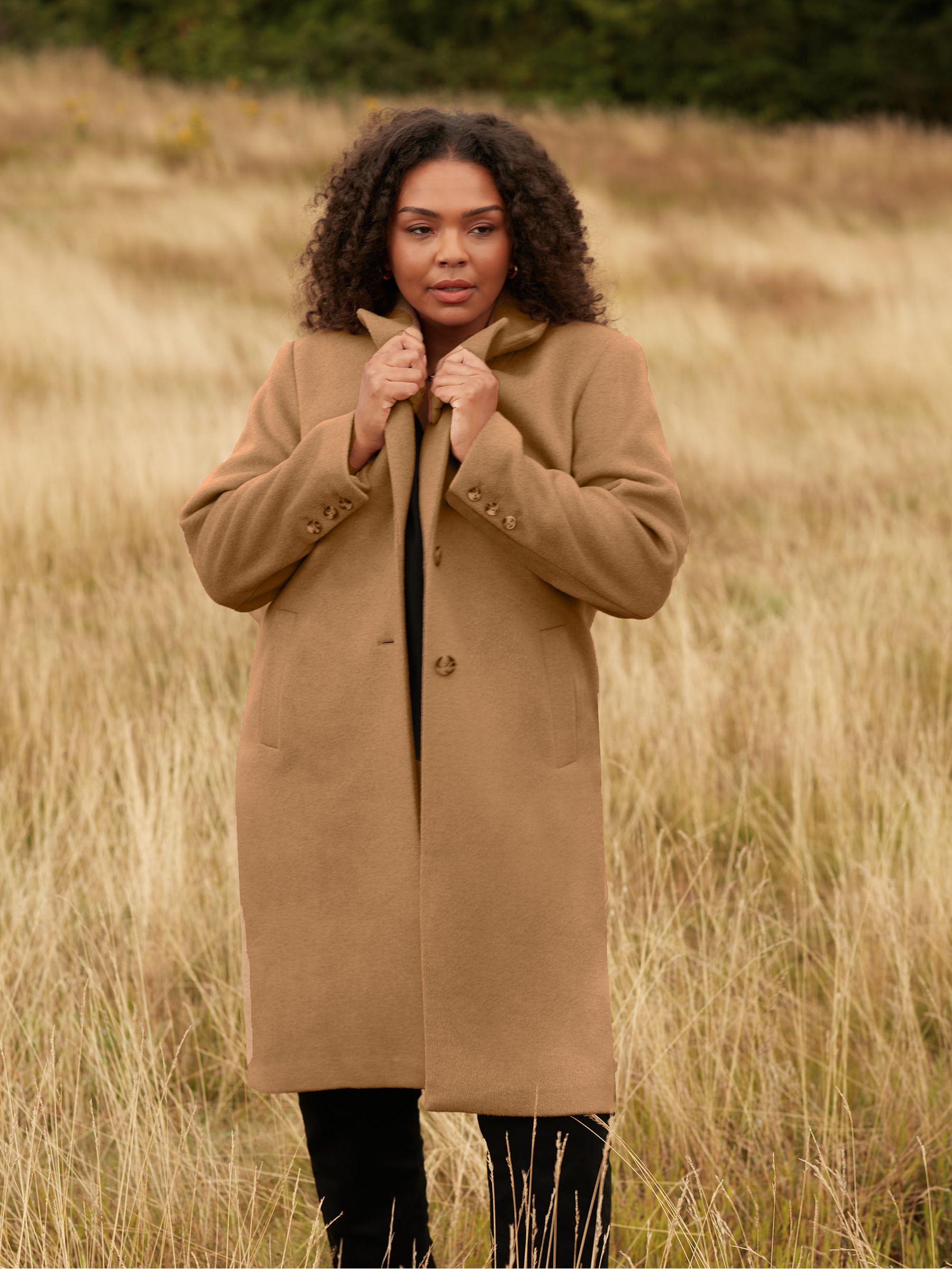 Buy Live Unlimited Natural Curve Wool Blend Long Tailored Coat from the ...