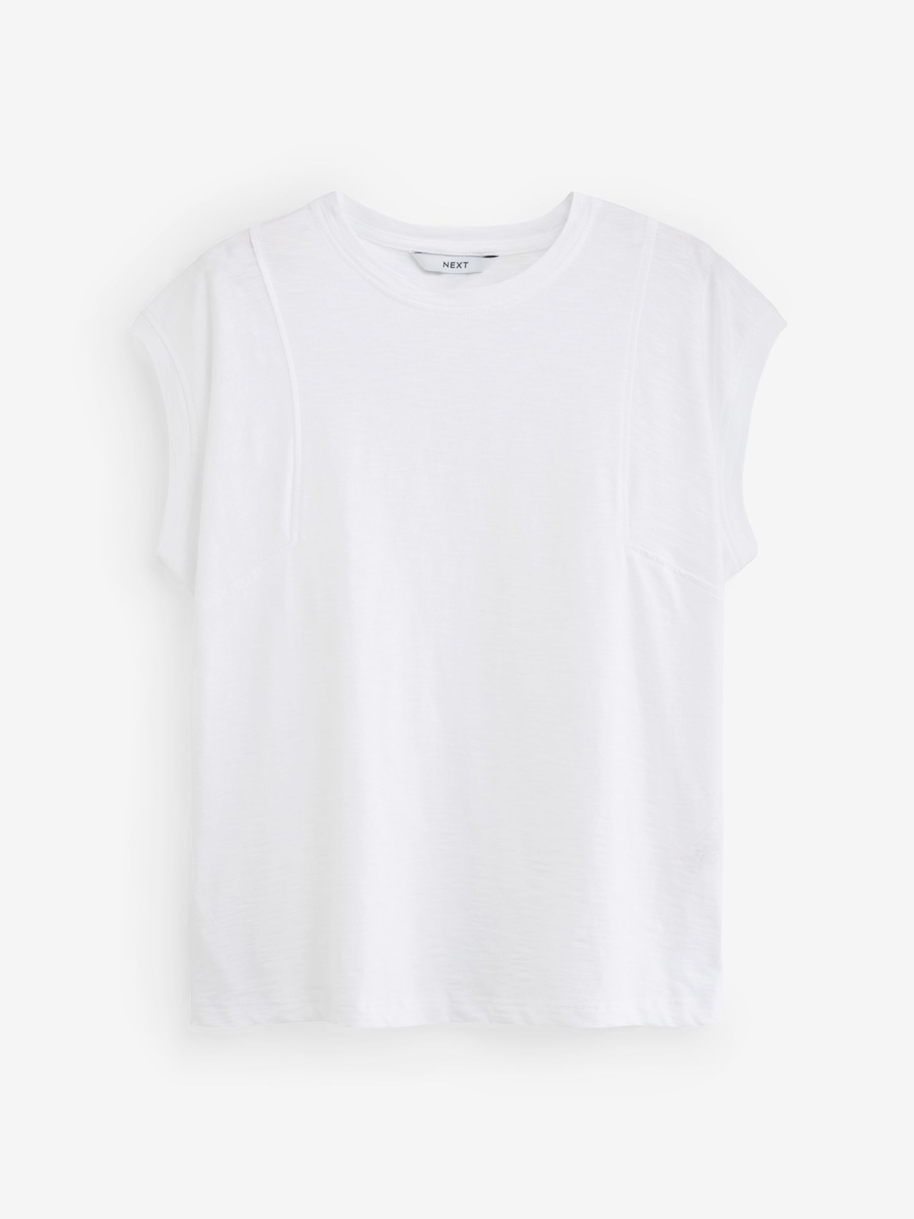 Buy White Ground Crew Neck Linen Look Sub Jersey Cap Sleeve 100% Cotton ...