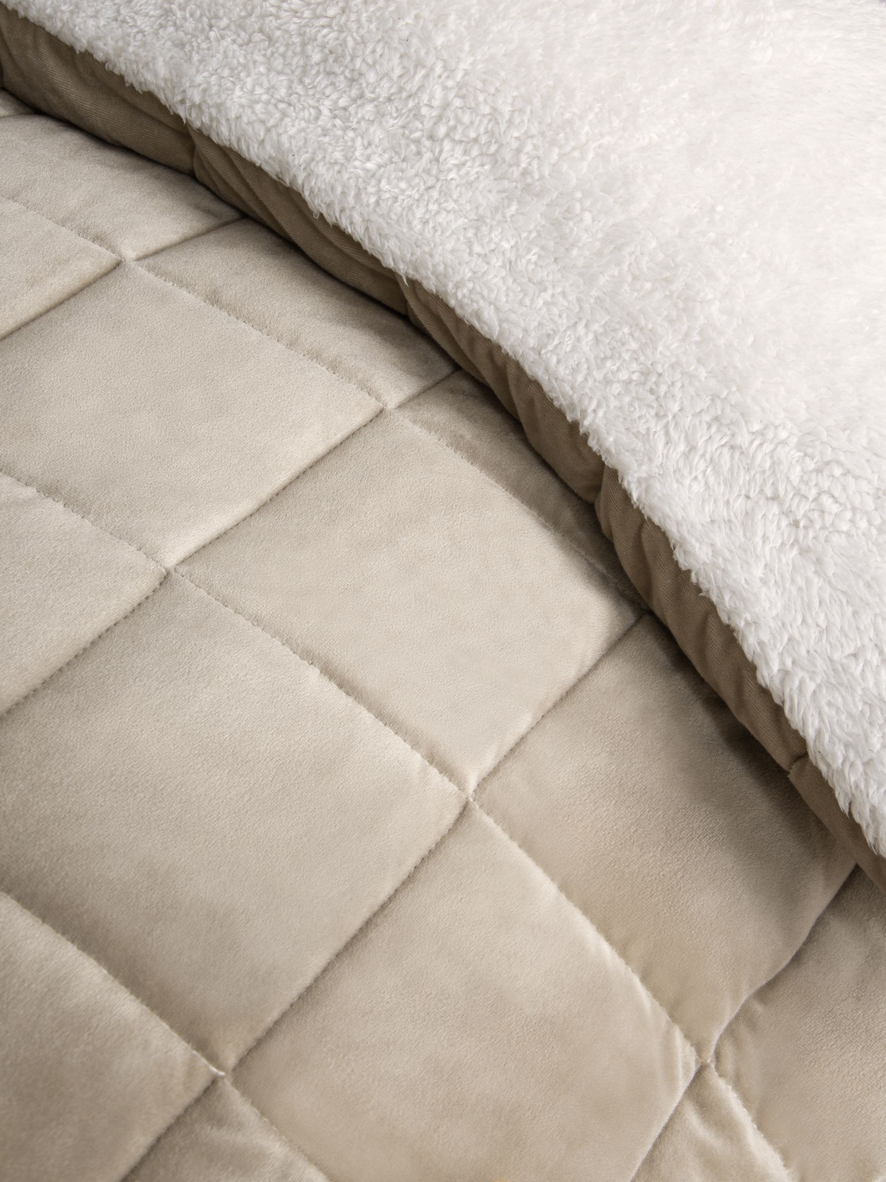 Buy Natural Brooklyn Quilted Velvet Duvet Cover and Pillowcase Set from ...