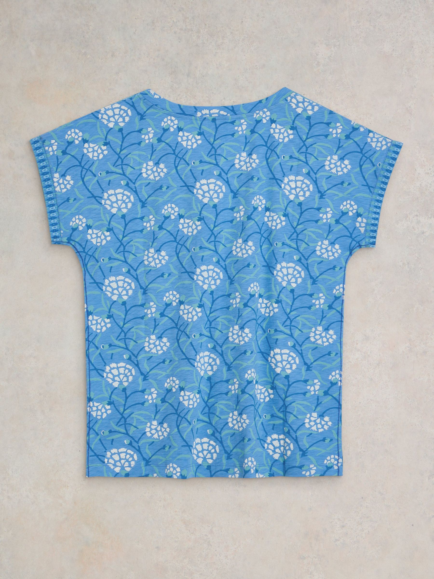 Buy White Stuff Blue Nelly Notch Neck 100% Cotton T-Shirt from Next Ireland