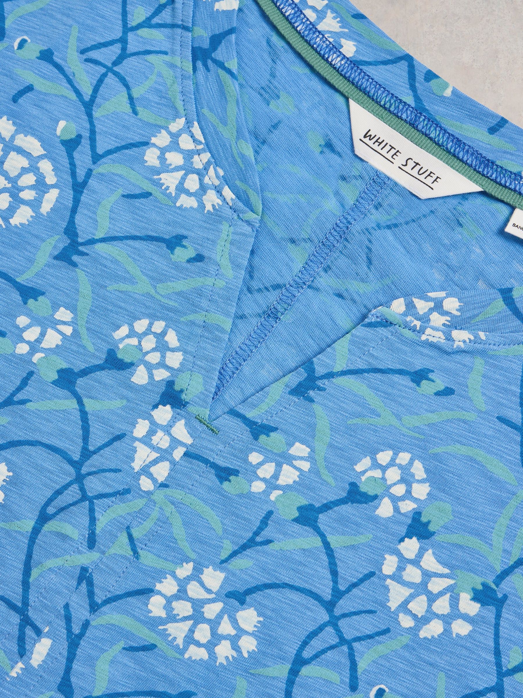Buy White Stuff Blue Nelly Notch Neck 100% Cotton T-Shirt from Next Ireland