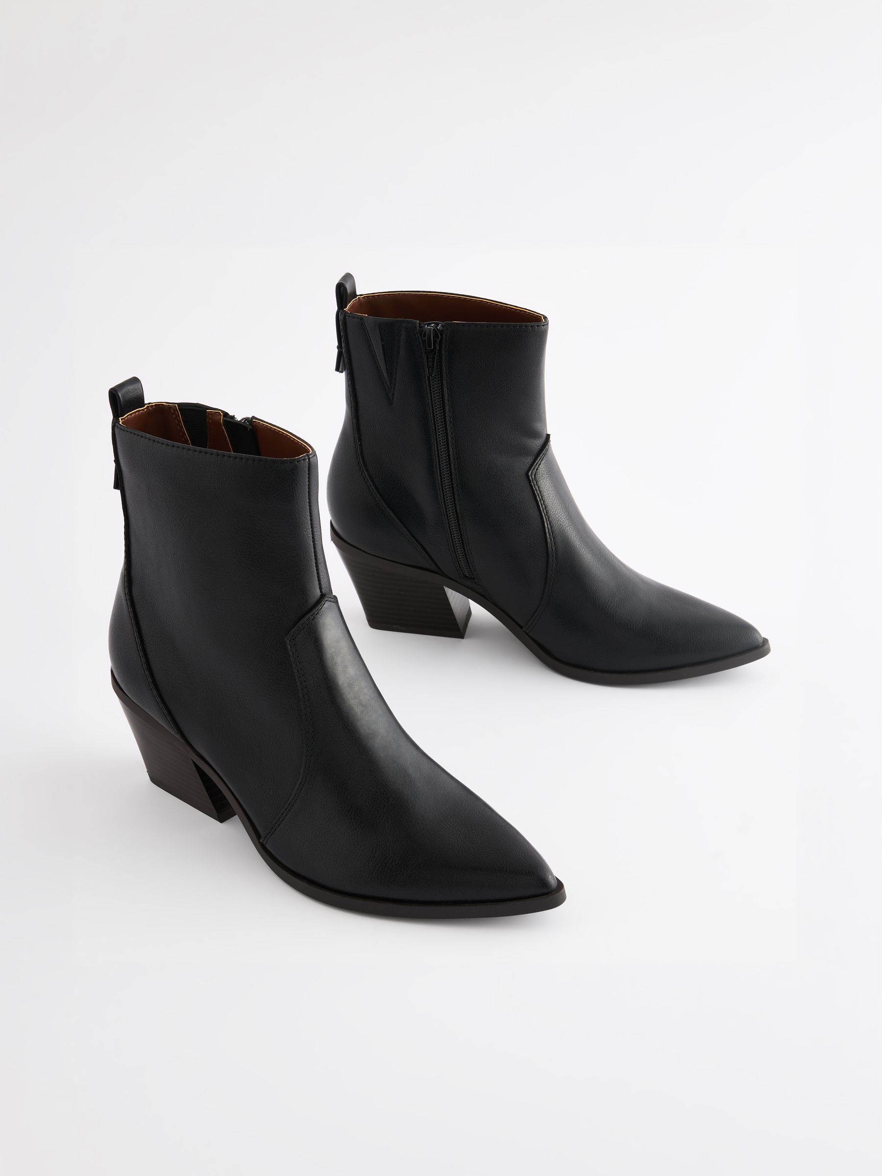 Buy Black Tumbled Standard/Wide Fit Forever Comfort® Cowboy Ankle Boots ...