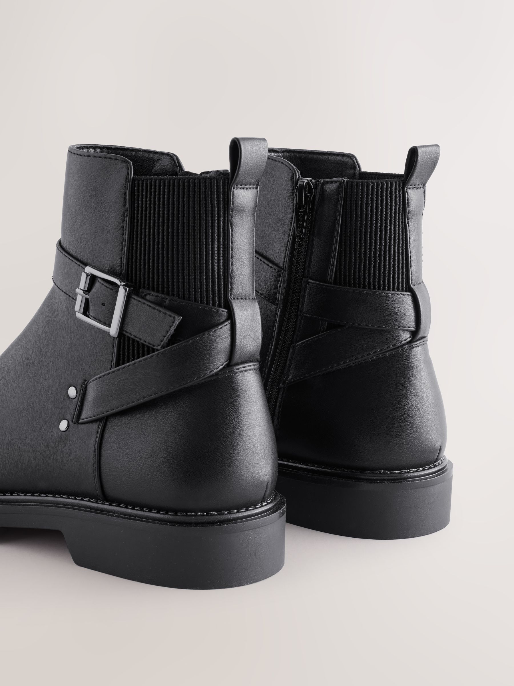 Buy Black Standard/Wide Fit Forever Comfort® Chelsea Buckle Ankle Boots ...