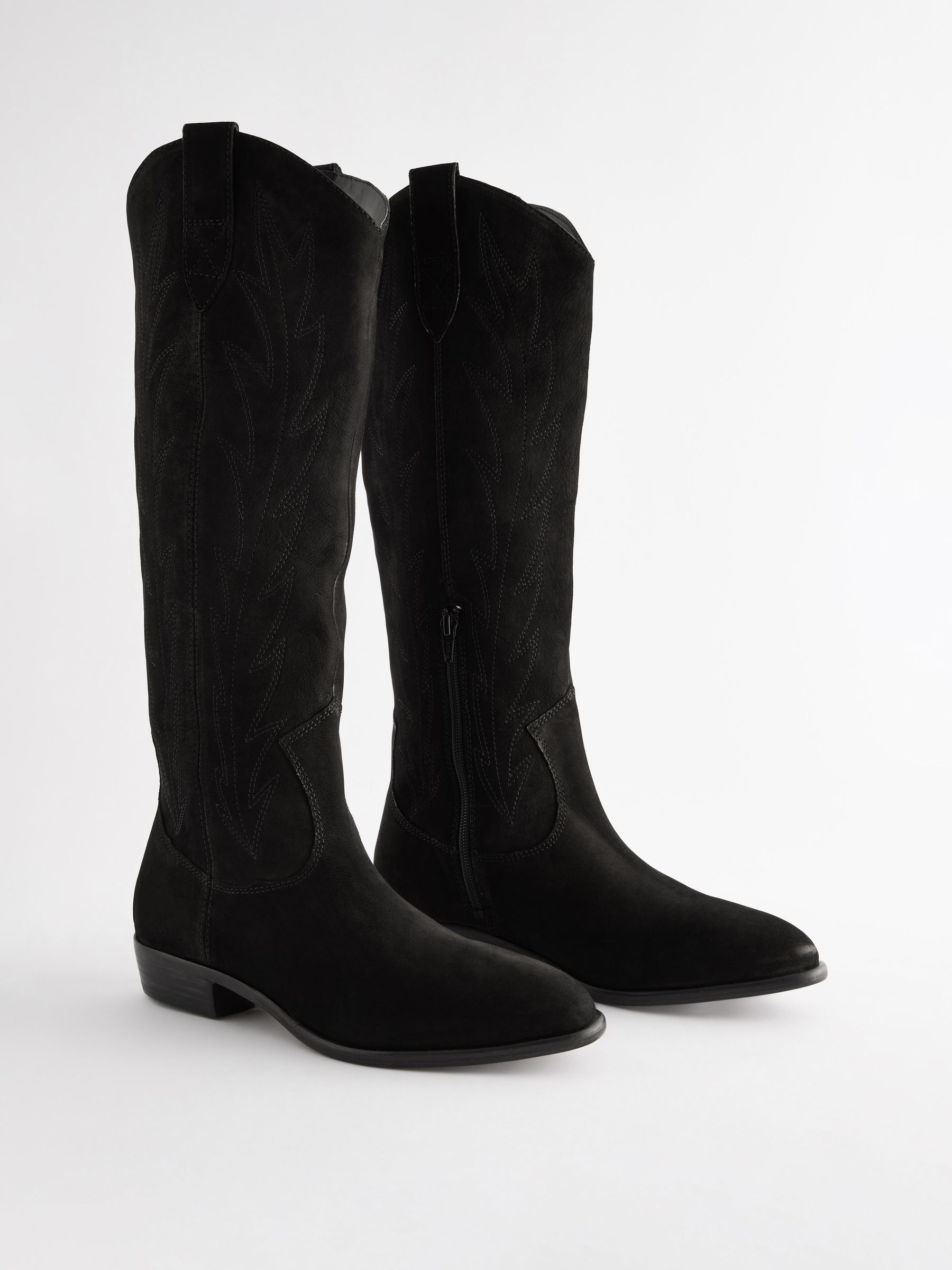 Buy Black Forever Comfort® Suede Stitched Cowboy Knee High Boots from ...
