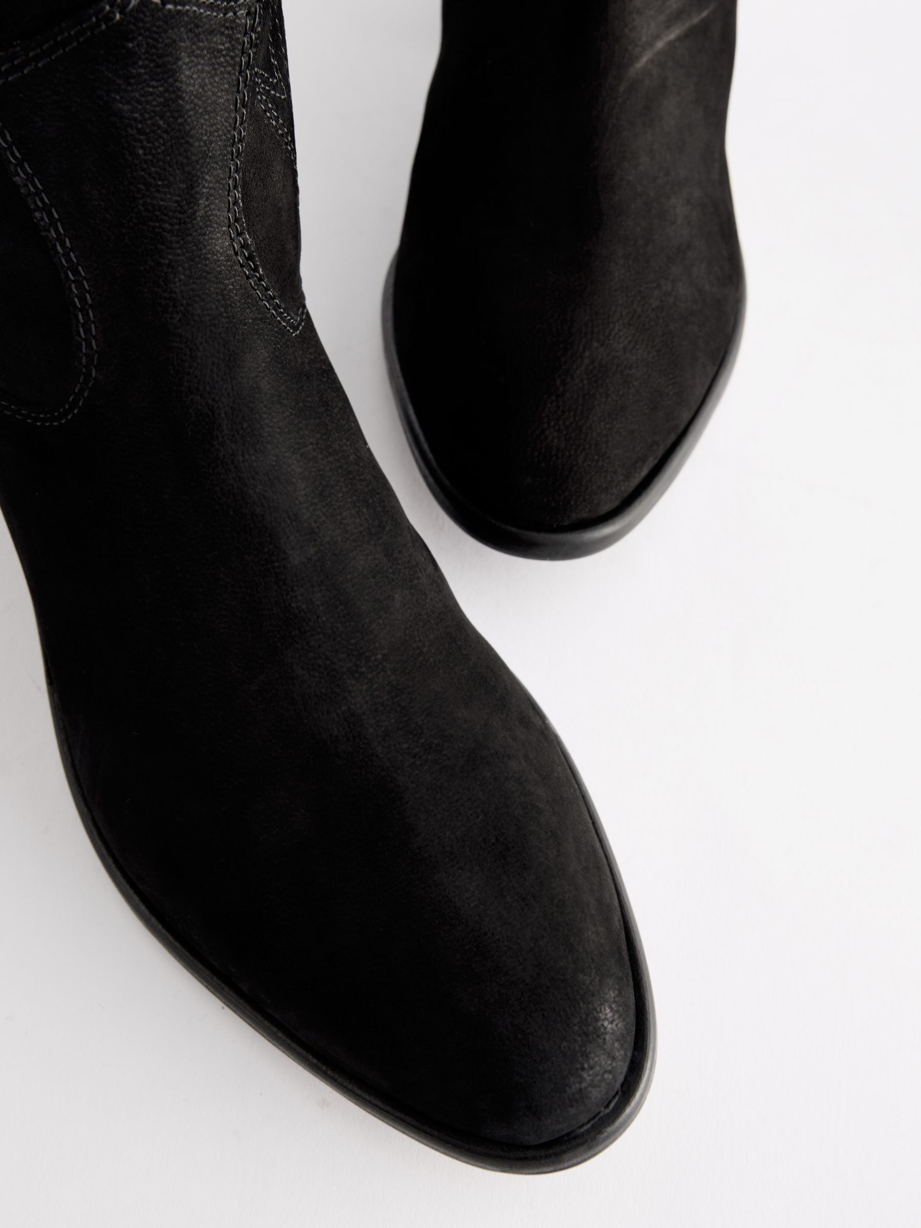 Buy Black Forever Comfort® Suede Stitched Cowboy Knee High Boots from ...