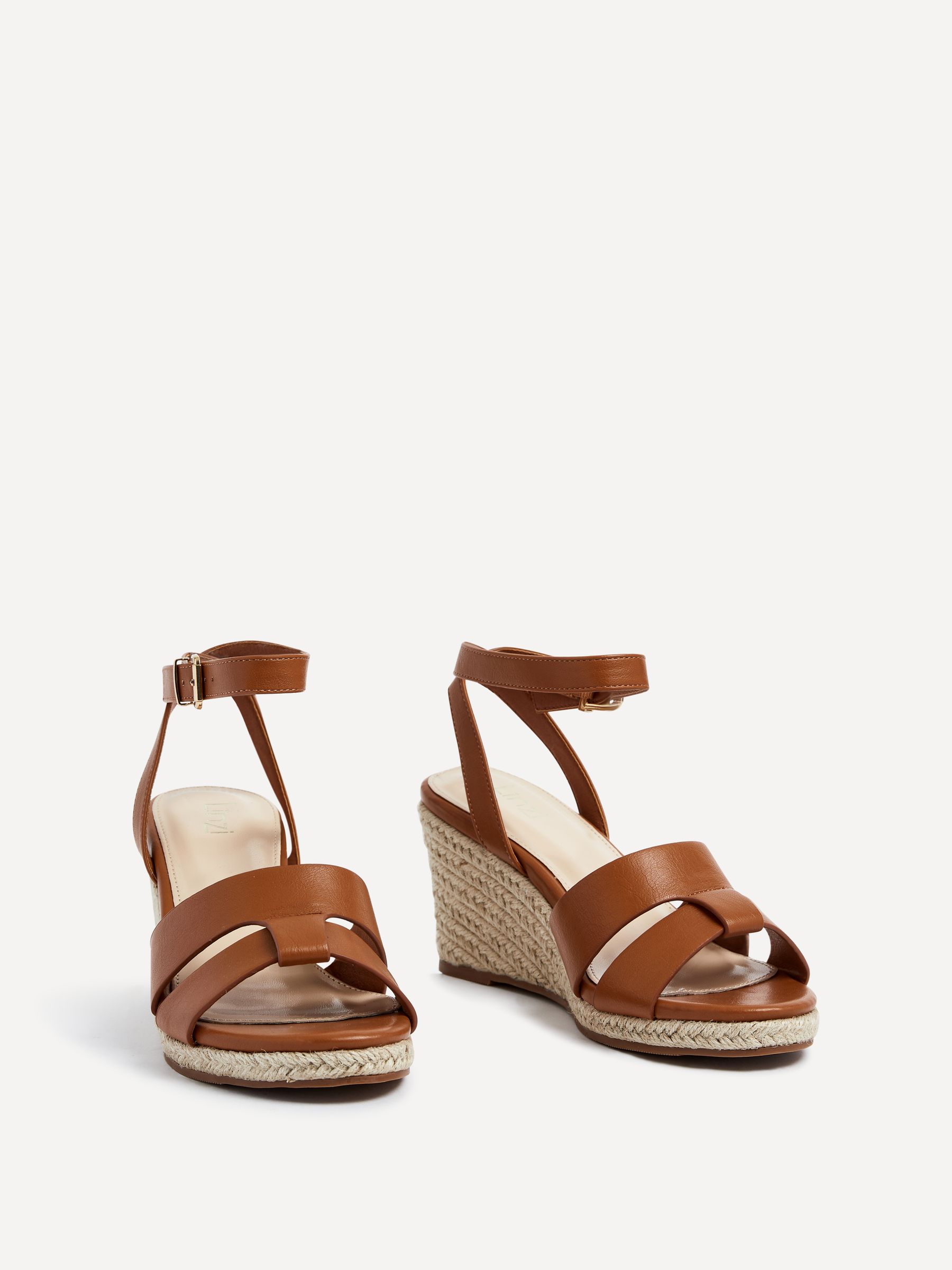 Buy Linzi Black Bahia Plaited Straw Wedges With Ankle Strap from the ...