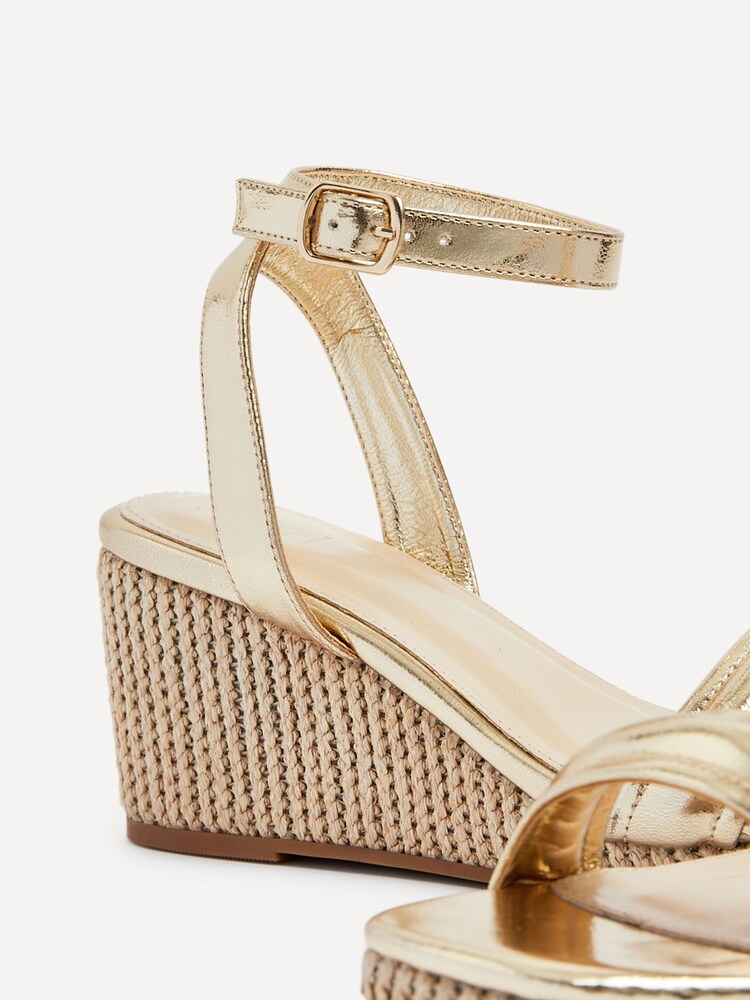 Buy Linzi Gold Chelsea Faux Leather Rope Wedges With Padded Front Strap ...