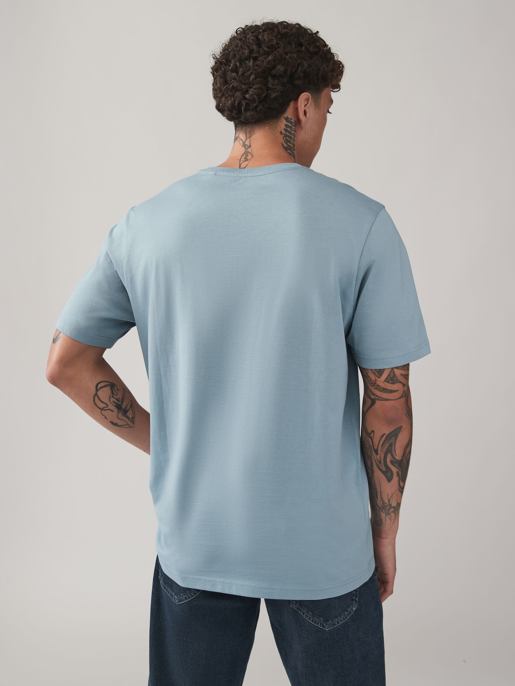 Buy Blue/Navy/White/Steel Regular Fit T-Shirts 4 Pack from Next Ireland