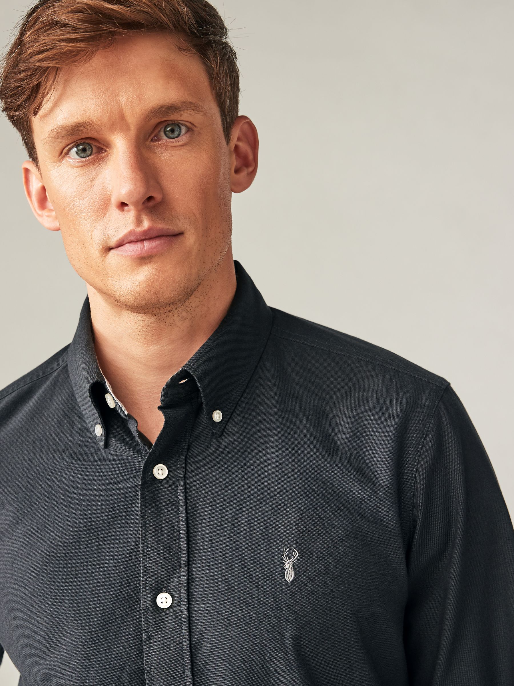Buy Charcoal Grey Slim Fit Long Sleeve Oxford Shirt from the Next UK ...