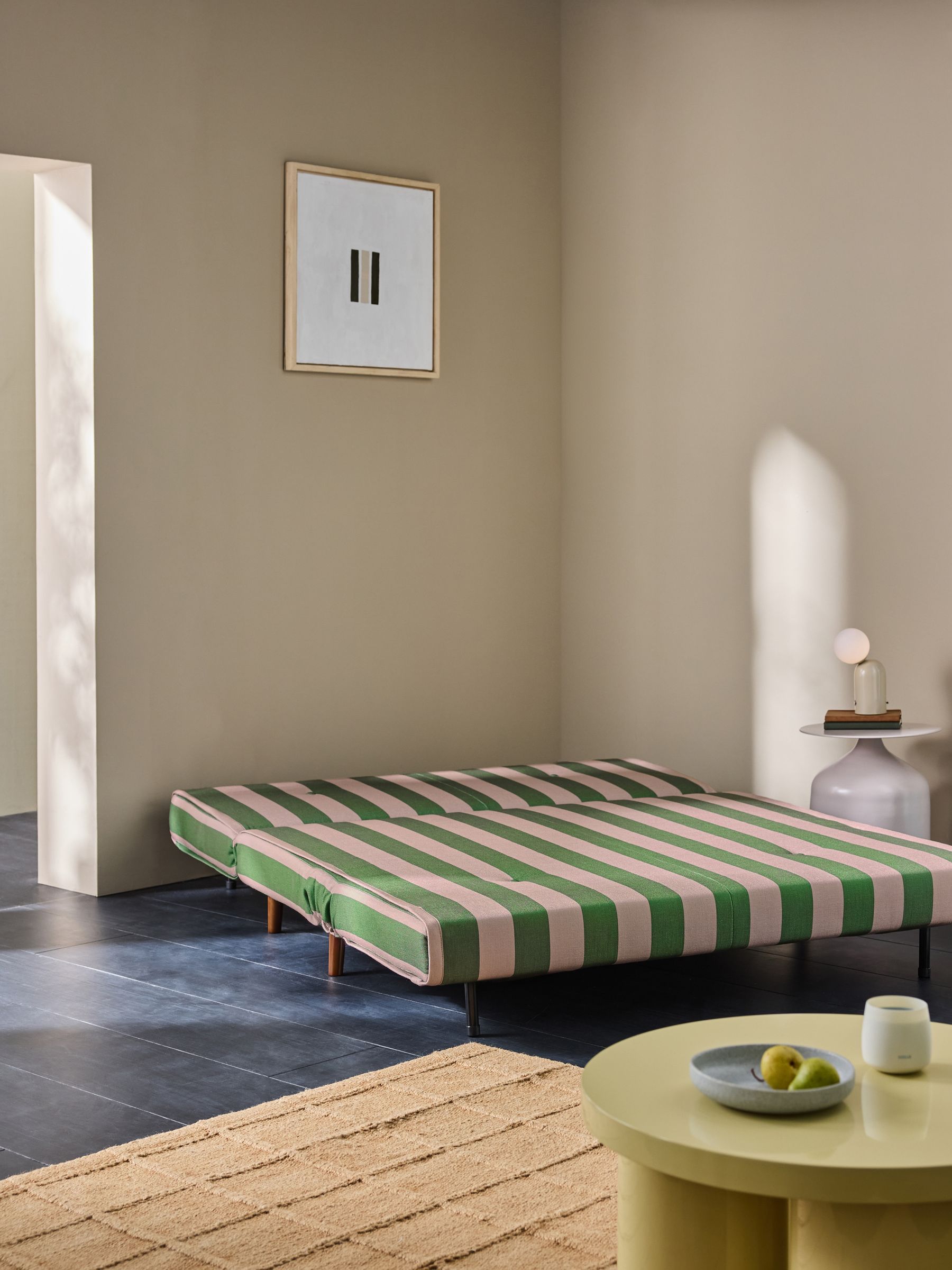 Buy MADE.COM Loden Green Wide Stripe Haru 2 Seater Sofa Bed from the ...