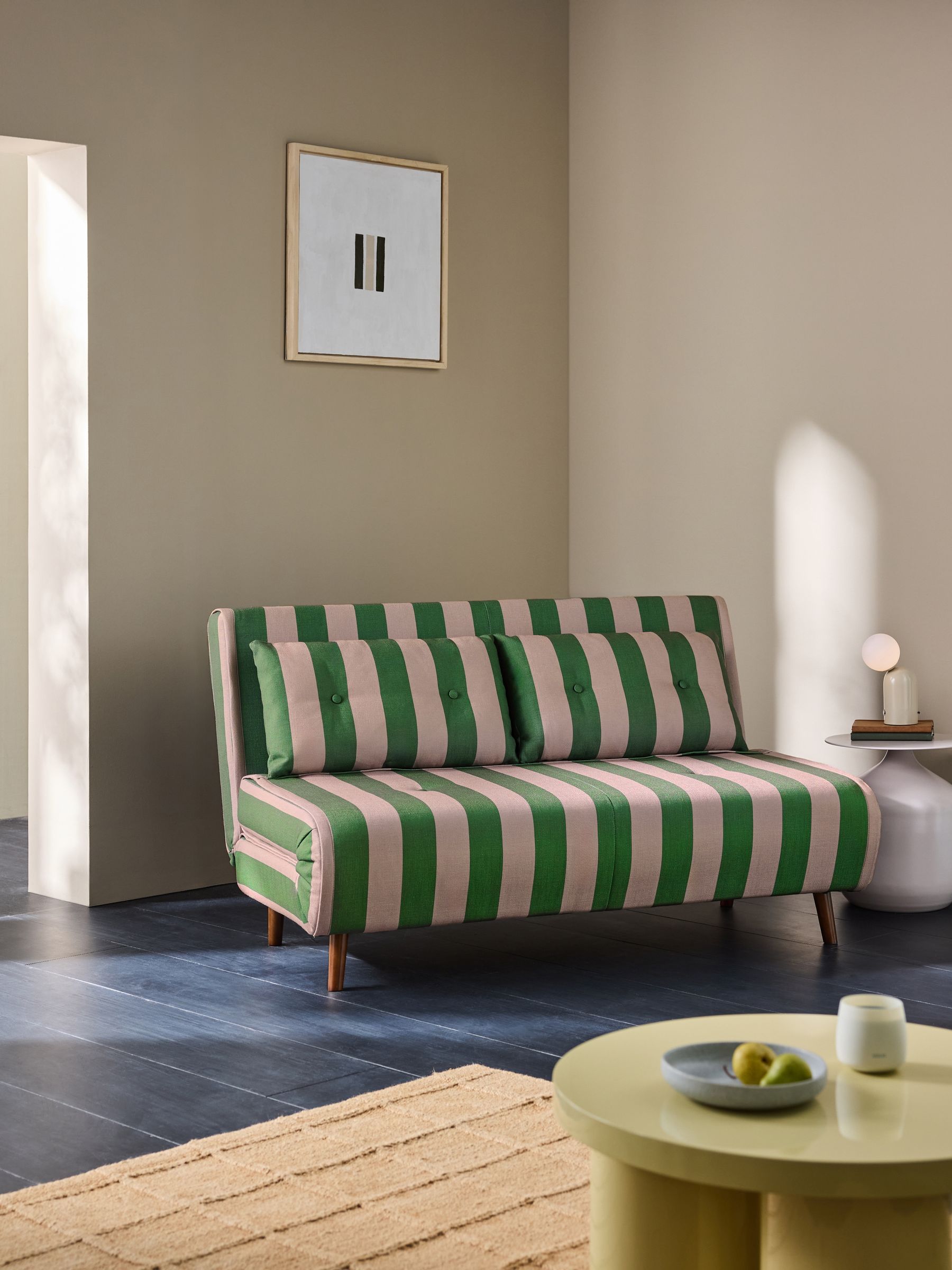 Buy MADE.COM Loden Green Wide Stripe Large Haru 2 Seater Sofa Bed from ...