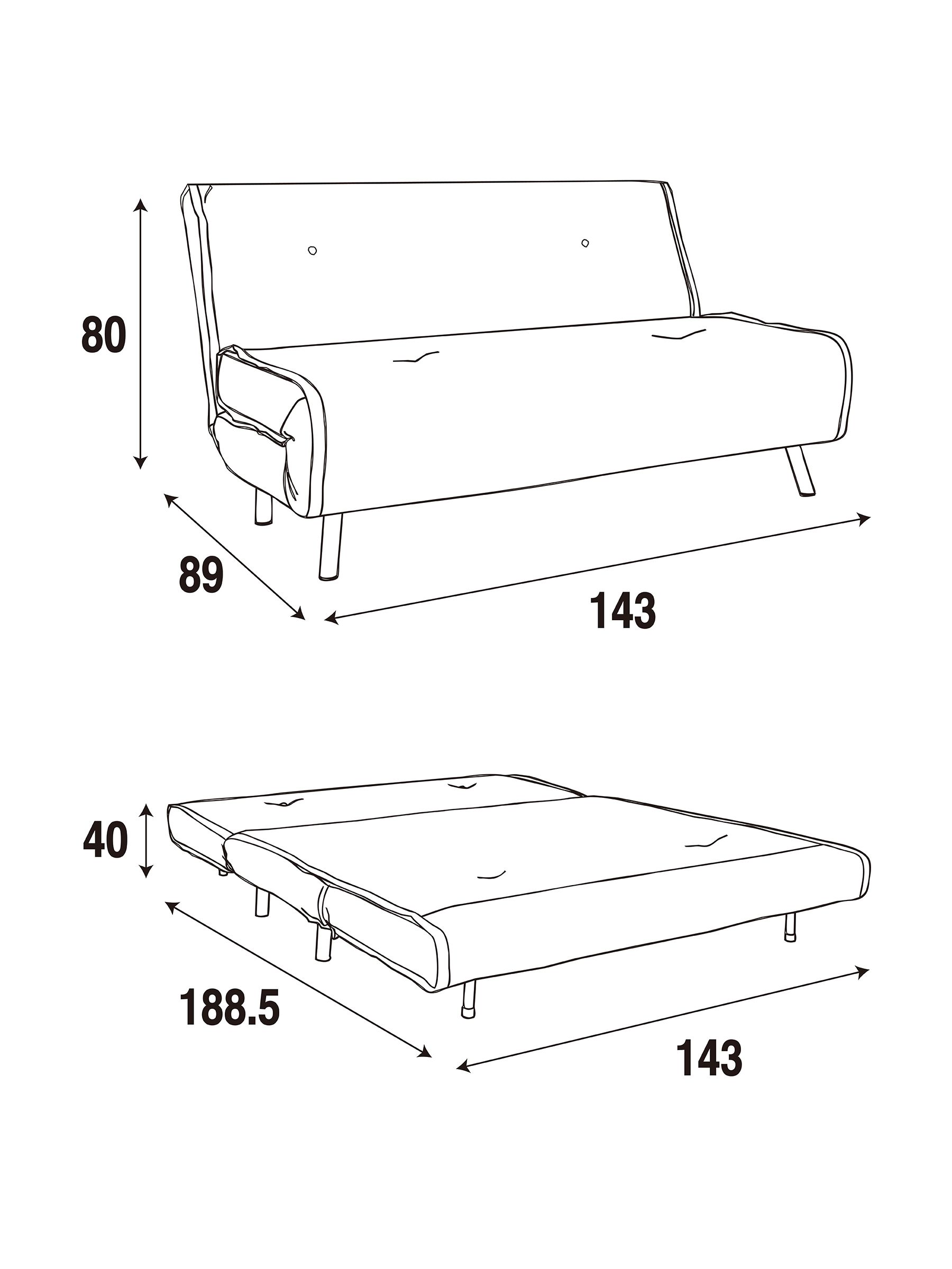 Buy MADE.COM Eclipse Blue Wide Stripe Large Haru 2 Seater Sofa Bed from ...